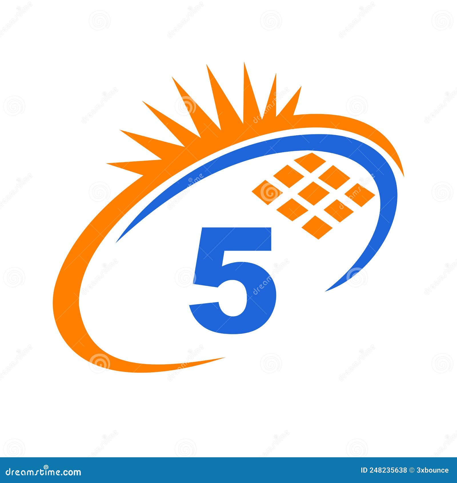 Letter 5 Inside Solar Cell or Solar Panel Energy Logo Design. Letter 5 ...