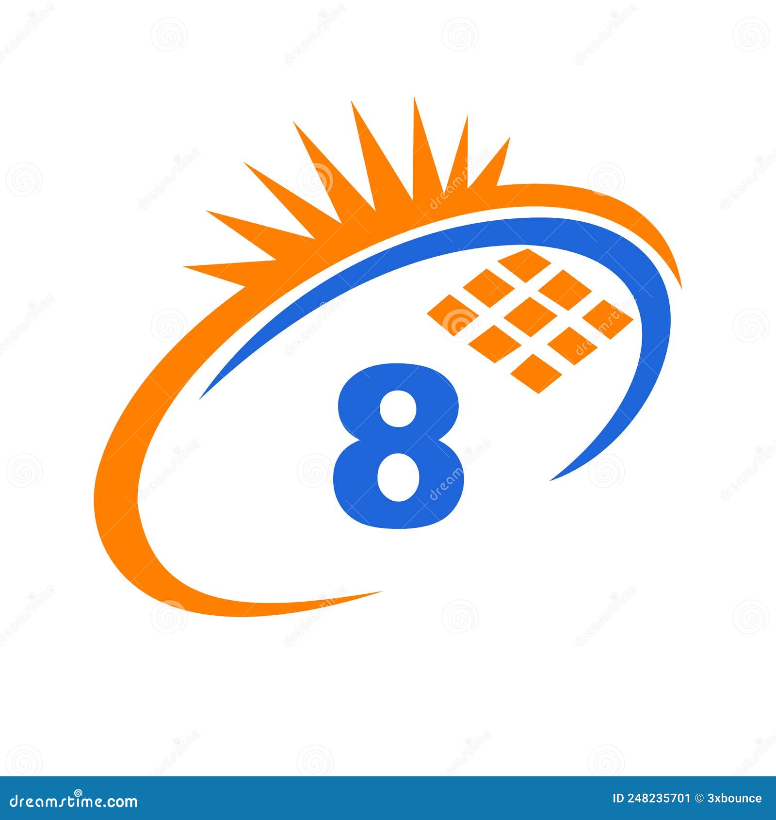 Letter 8 Inside Solar Cell or Solar Panel Energy Logo Design. Letter 8 ...