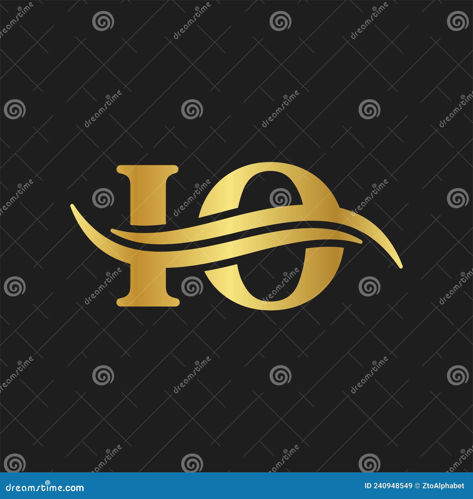 Letter IO Logo Wave Luxury Typeface Design Stock Vector - Illustration ...