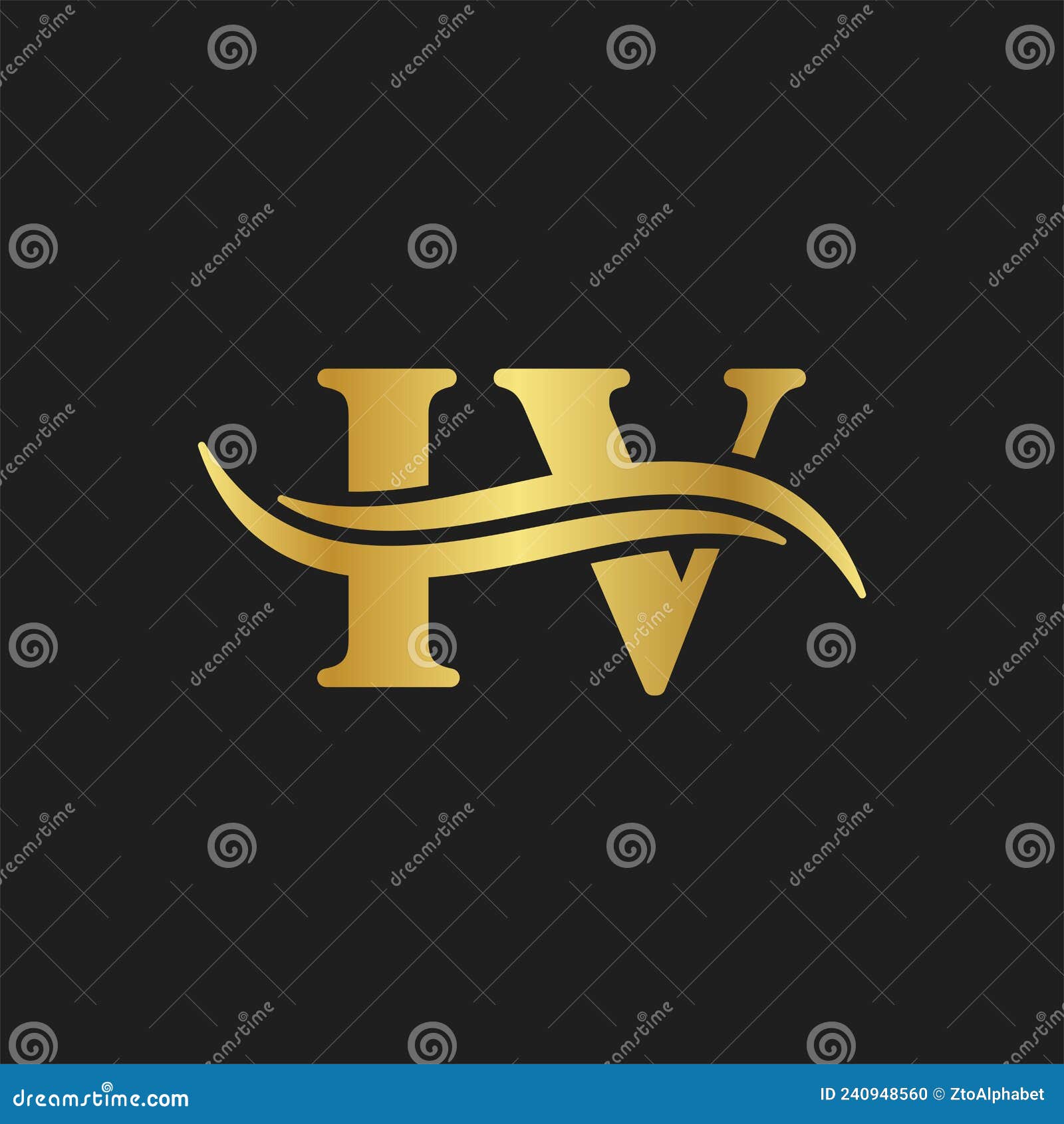 Letter IV Logo Wave Luxury Typeface Design Stock Vector - Illustration ...