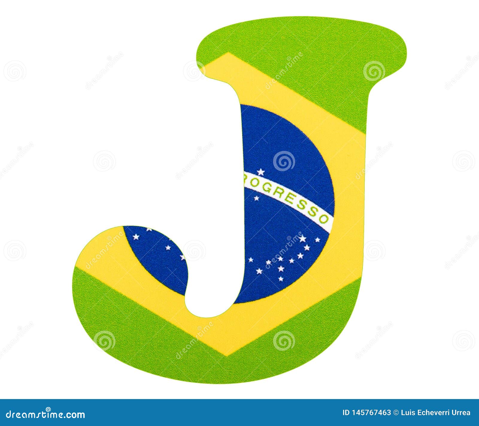 Letter J of the Alphabet - Flag of Brazil. White Background Stock ...