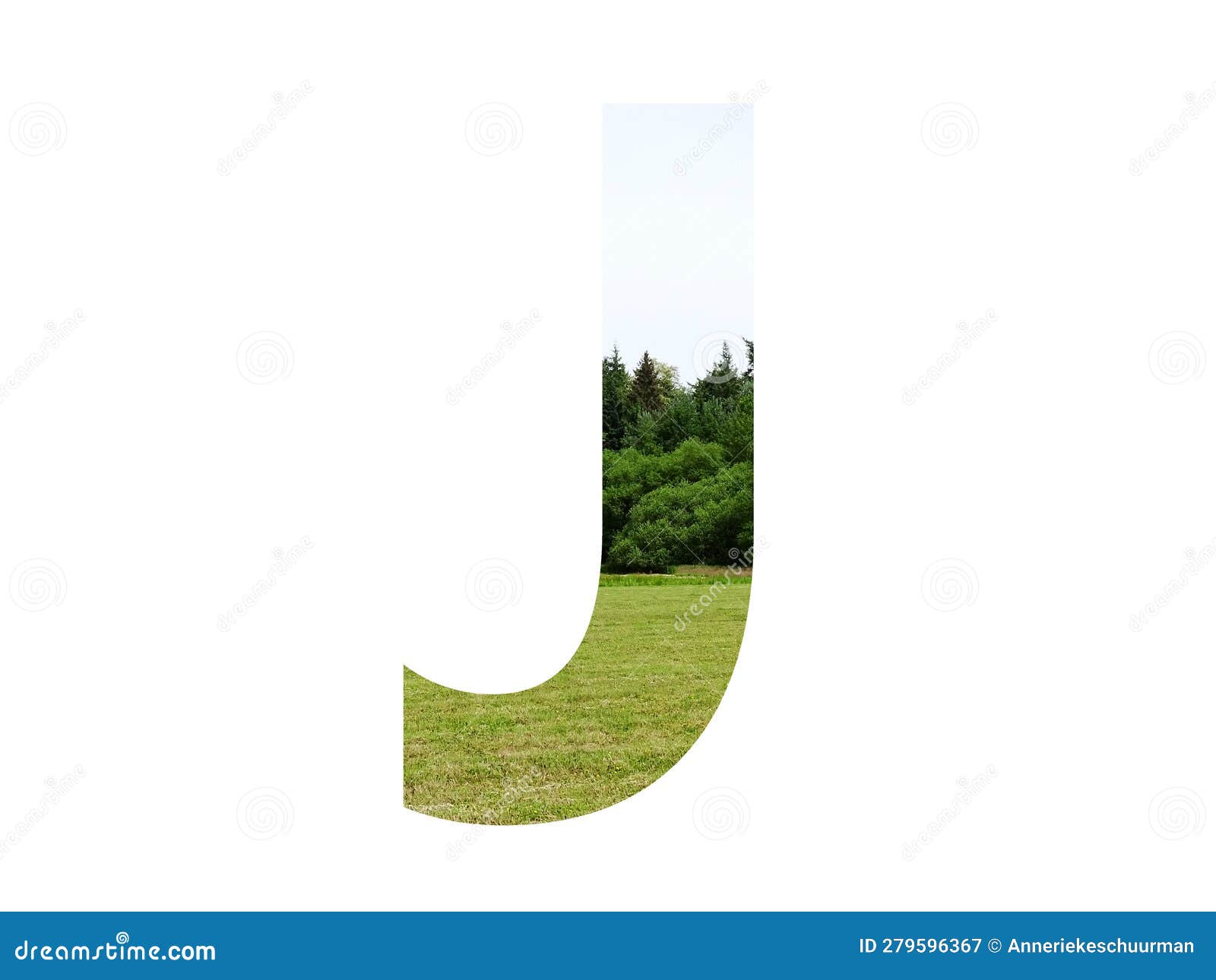 Letter J of the Alphabet Made with Landscape with Grass, Forest and a ...