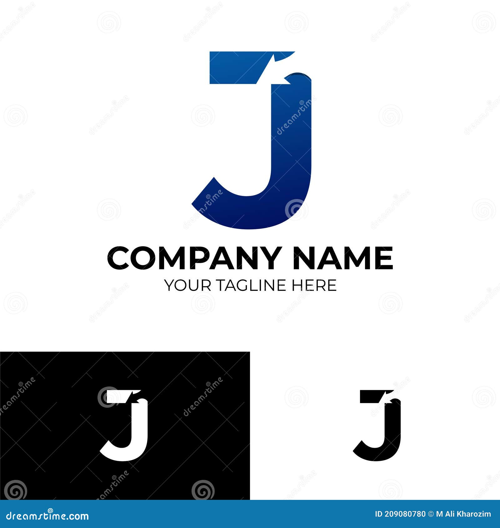 Letter J Arrow Logo Template Design with Gradient Blue Color. Vector ...