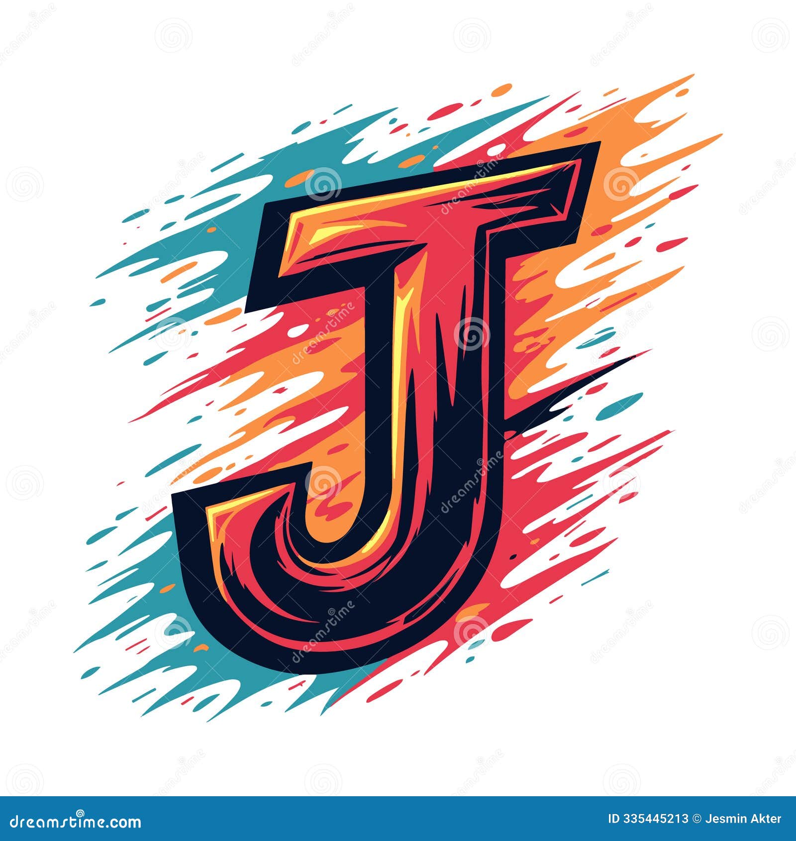 The Letter J with Bold Colors and a Splash Effect Stock Vector ...