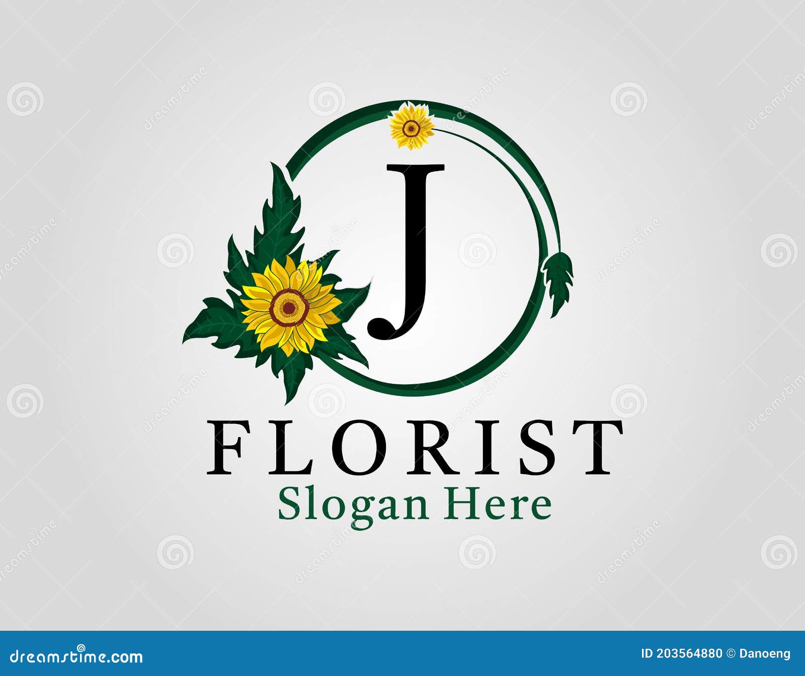 Letter J Circle Flourishes Sunflower Logo Vector Template Stock Vector ...