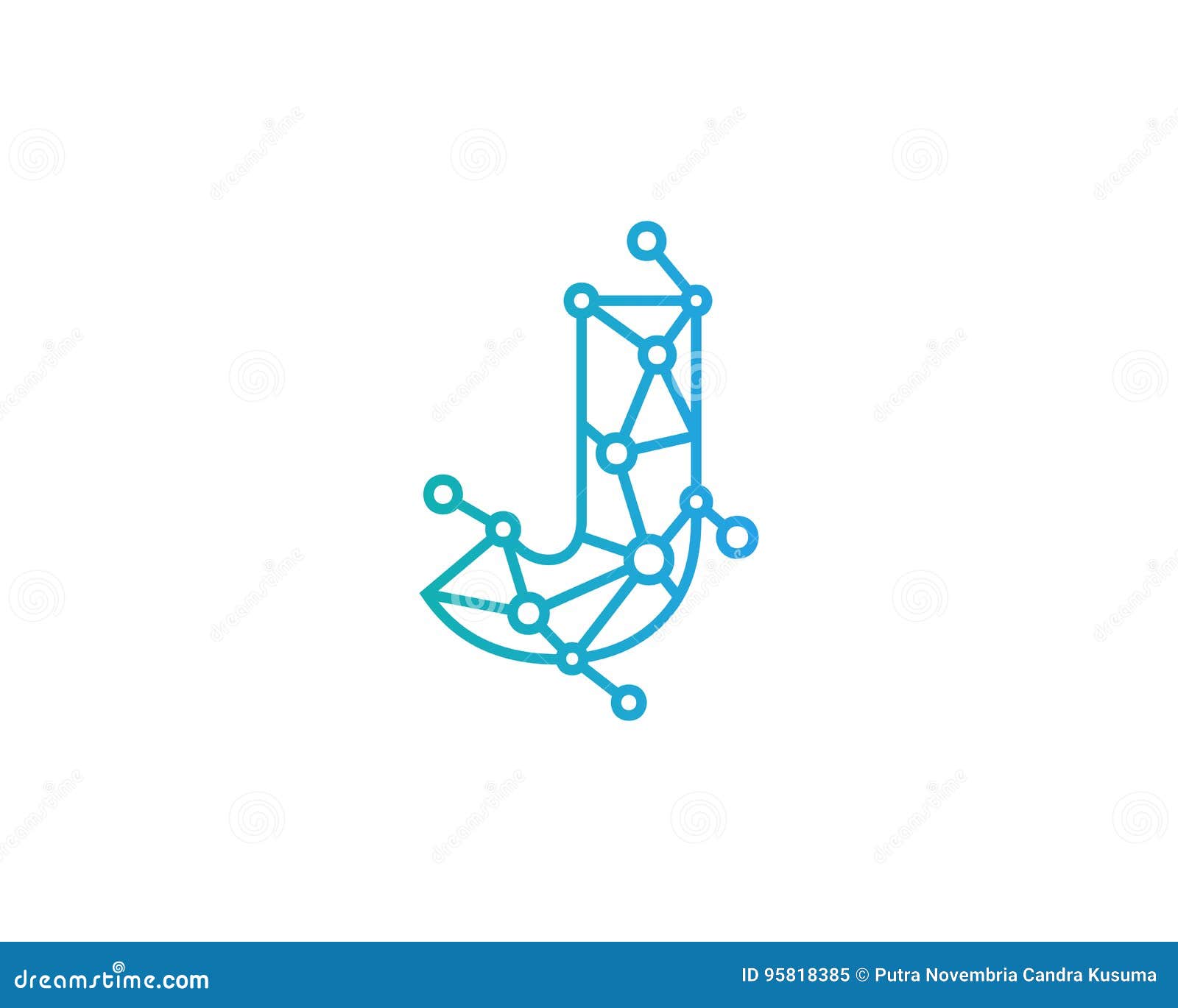 Letter J Connect Dot Network Icon Logo Design Element Stock Vector ...