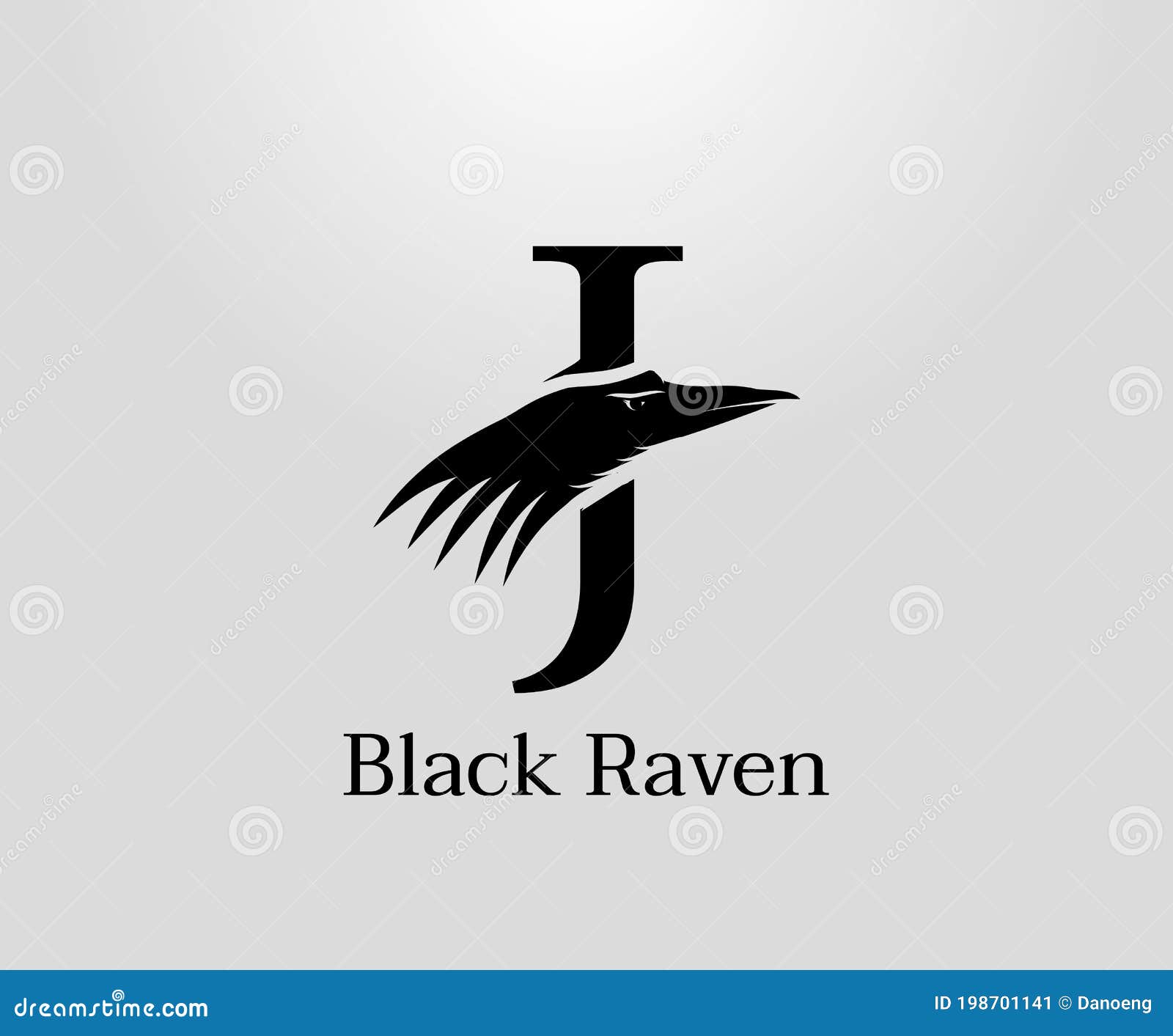 Letter J Crow Logo Designs, Black Raven in Letter J Vector Illustration ...