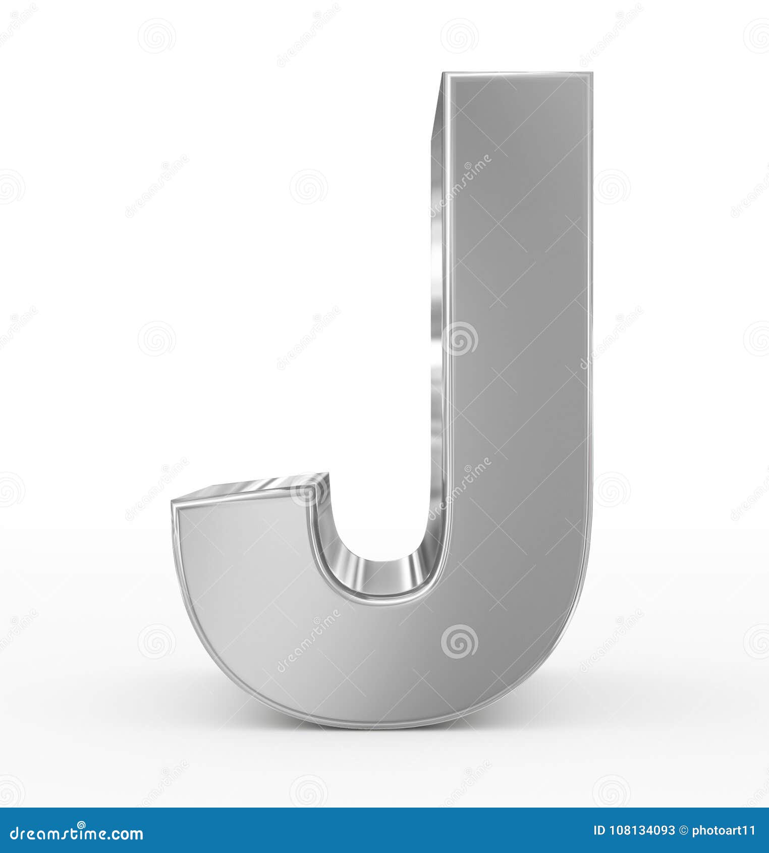 Letter J 3d Silver Isolated on White Stock Illustration - Illustration ...