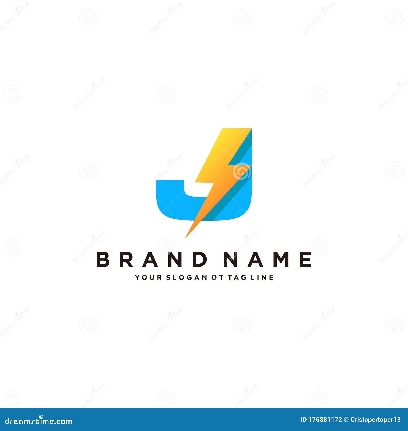 Letter J Flash Electrical Logo Design Vector Stock Vector ...
