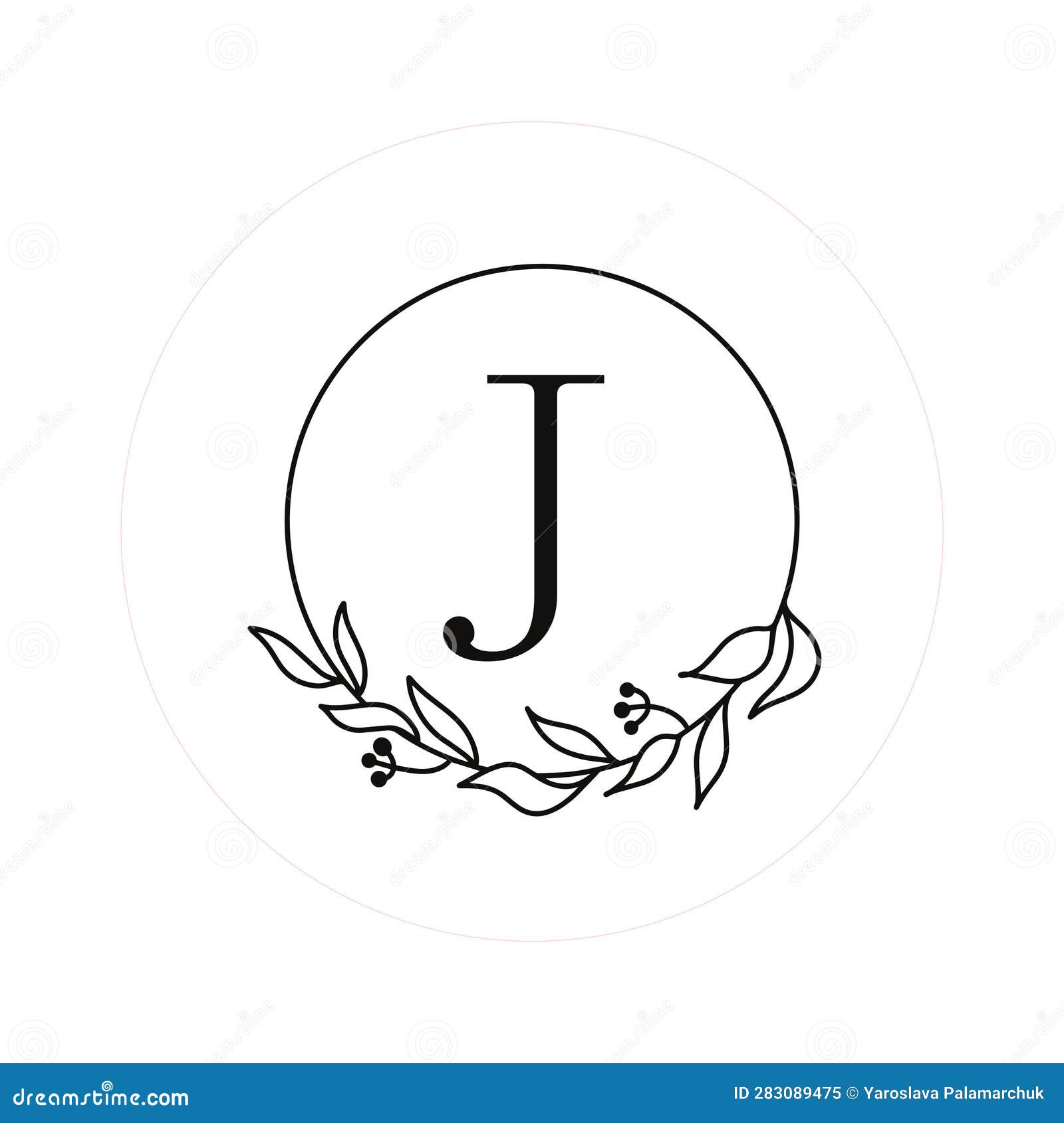 Letter "J" Initials with Round Floral Frames, Vector Monogram Logo ...