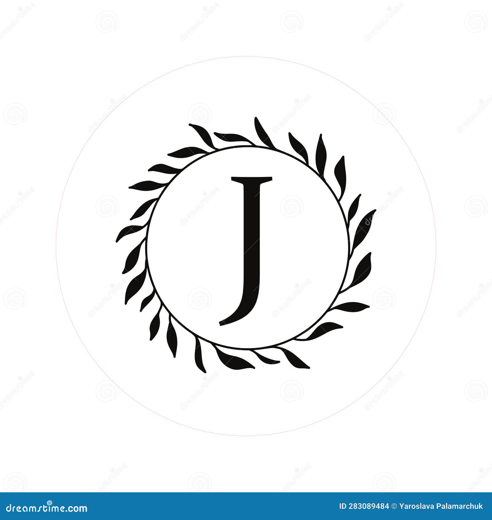 Letter "J" Initials with Round Floral Frames, Vector Monogram Logo ...