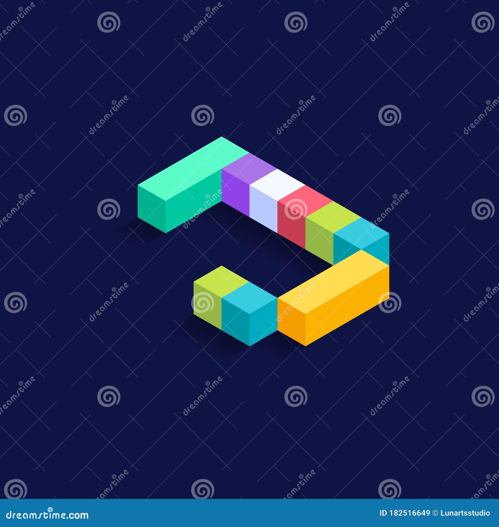 Letter J Isometric Colorful Cubes 3d Design, Three-dimensional Letter ...
