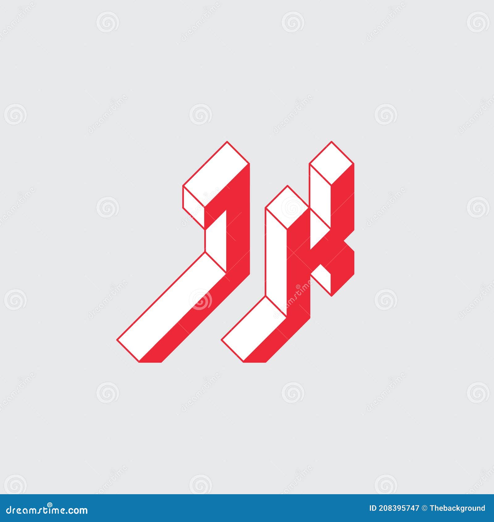 Letter J and K - Monogram or Logotype. Three-dimension Original Letters ...