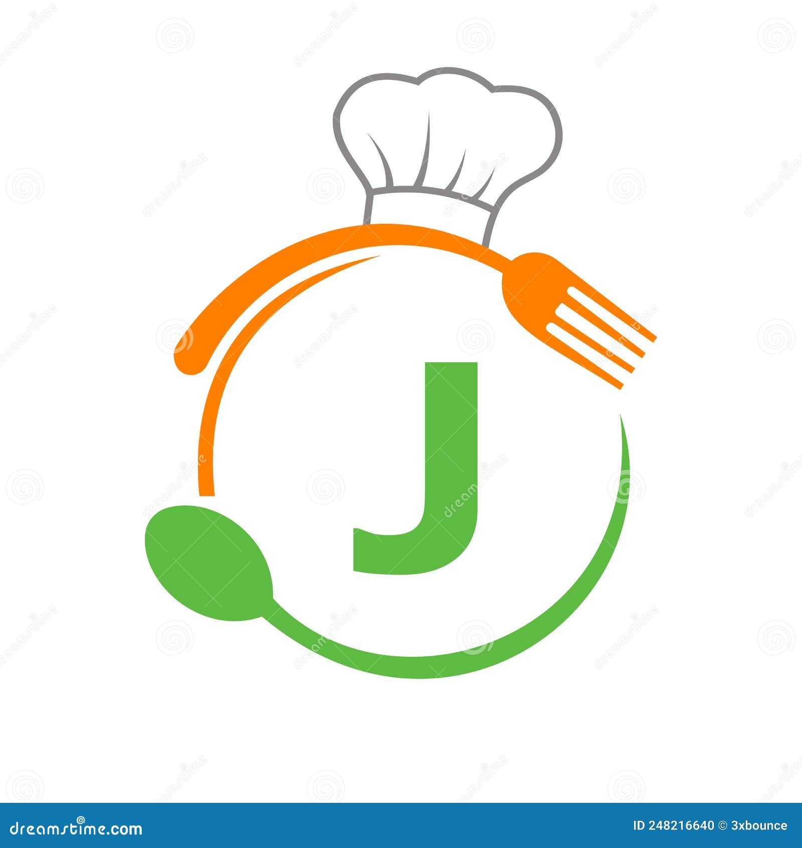 Letter J Logo with Chef Hat, Spoon and Fork for Restaurant Logo ...