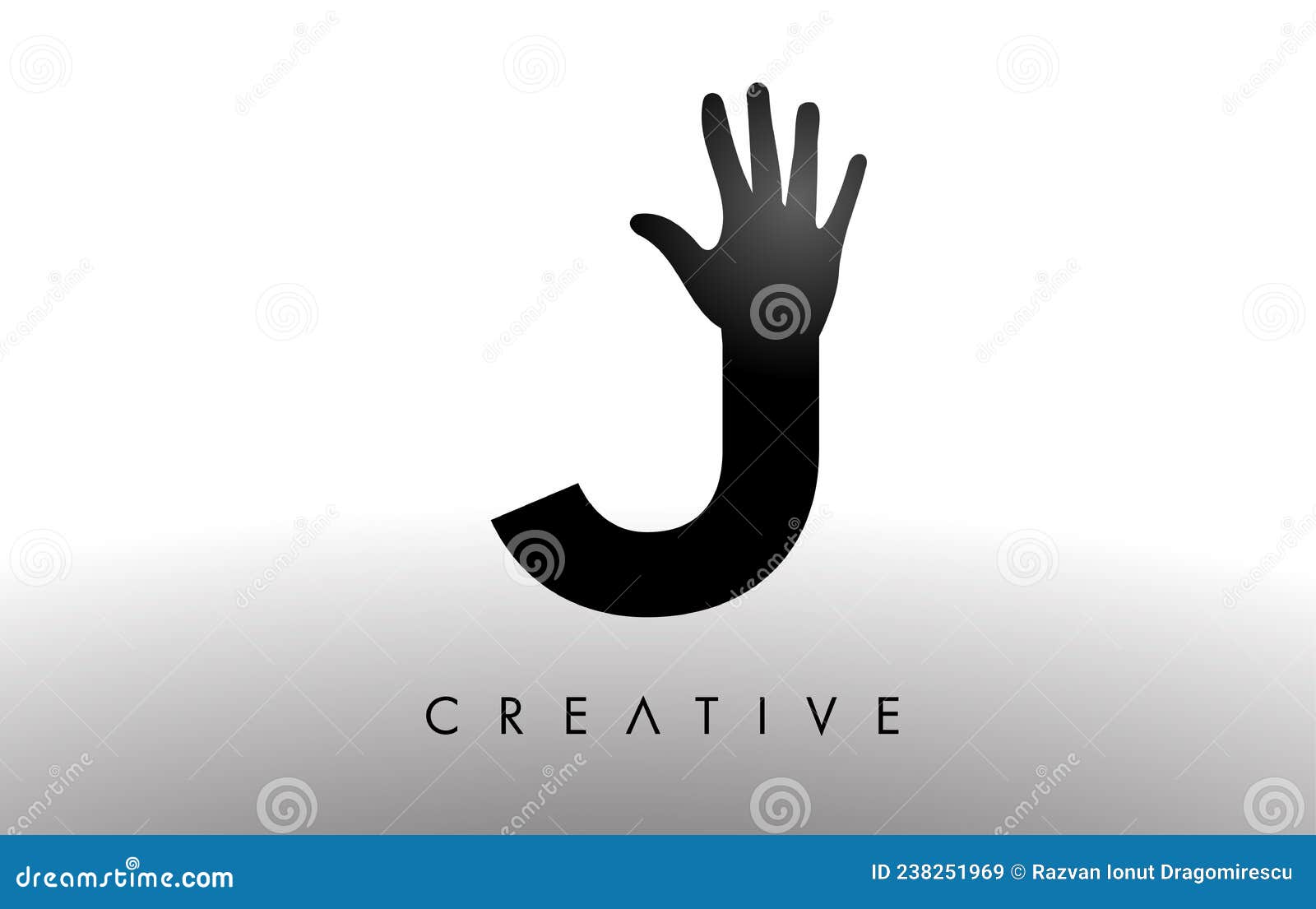 Letter J Logo with Hand Silhouette Vector Icon Illustration. Creative ...