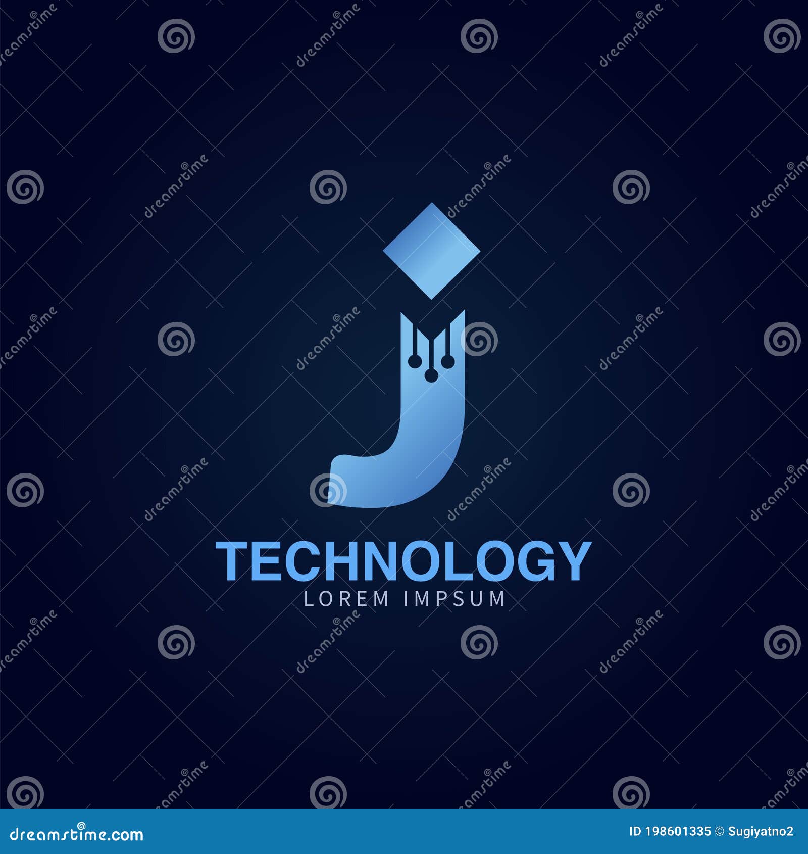 Letter J Logotype Blue Color,Technology and Digital Abstract Dot ...
