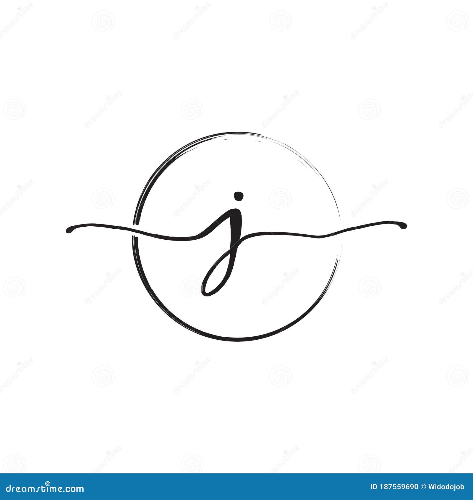 Letter J Lowercase Handwriting Wiith Circle Brush Stock Vector ...