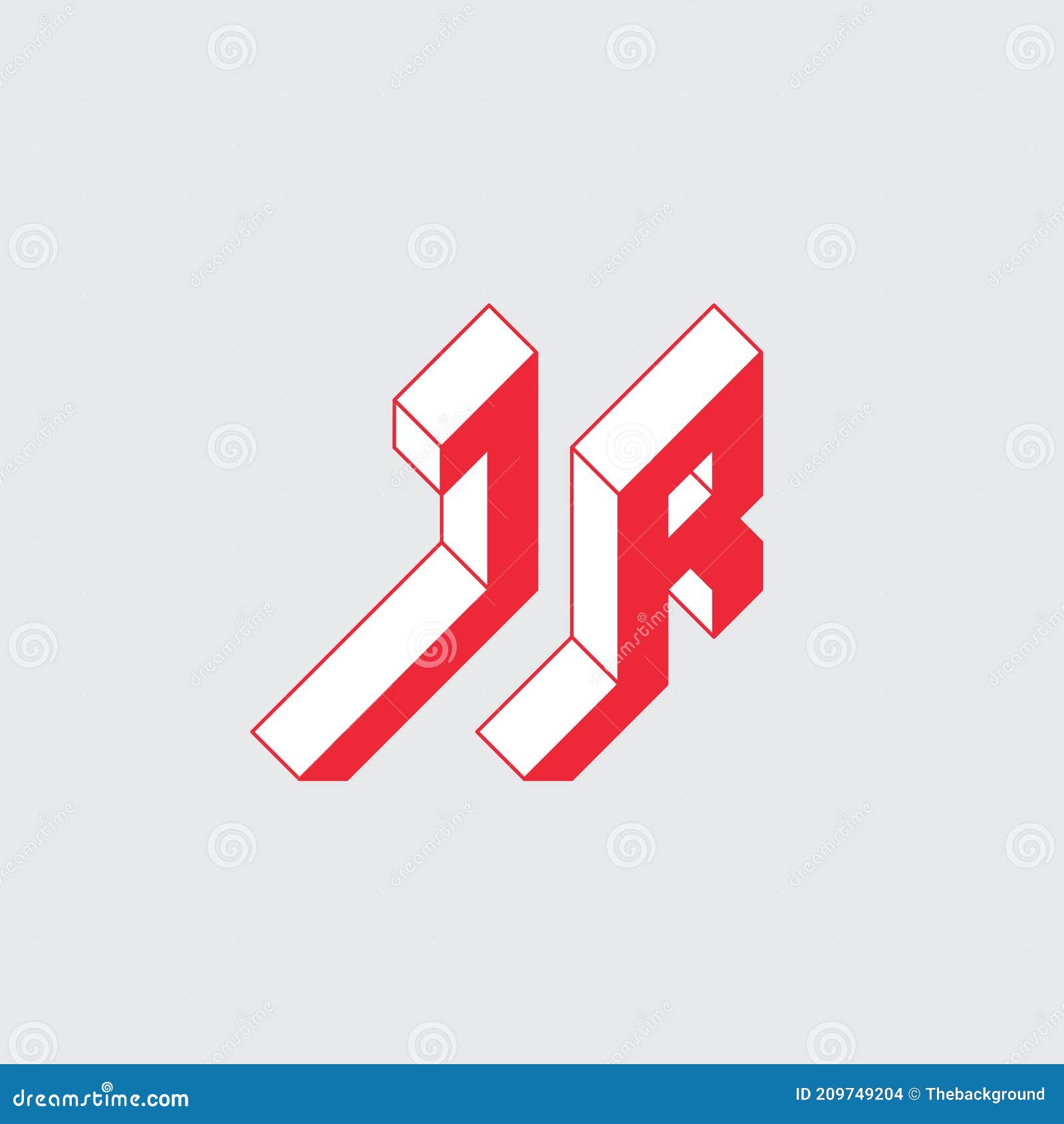 Letter J and R - Monogram or Logotype. Three-dimension Original Letters ...