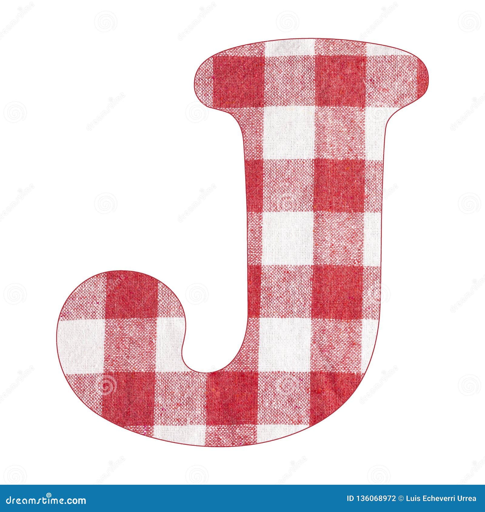 Letter J - Red Checkered Napkin Background - Top View Stock ...