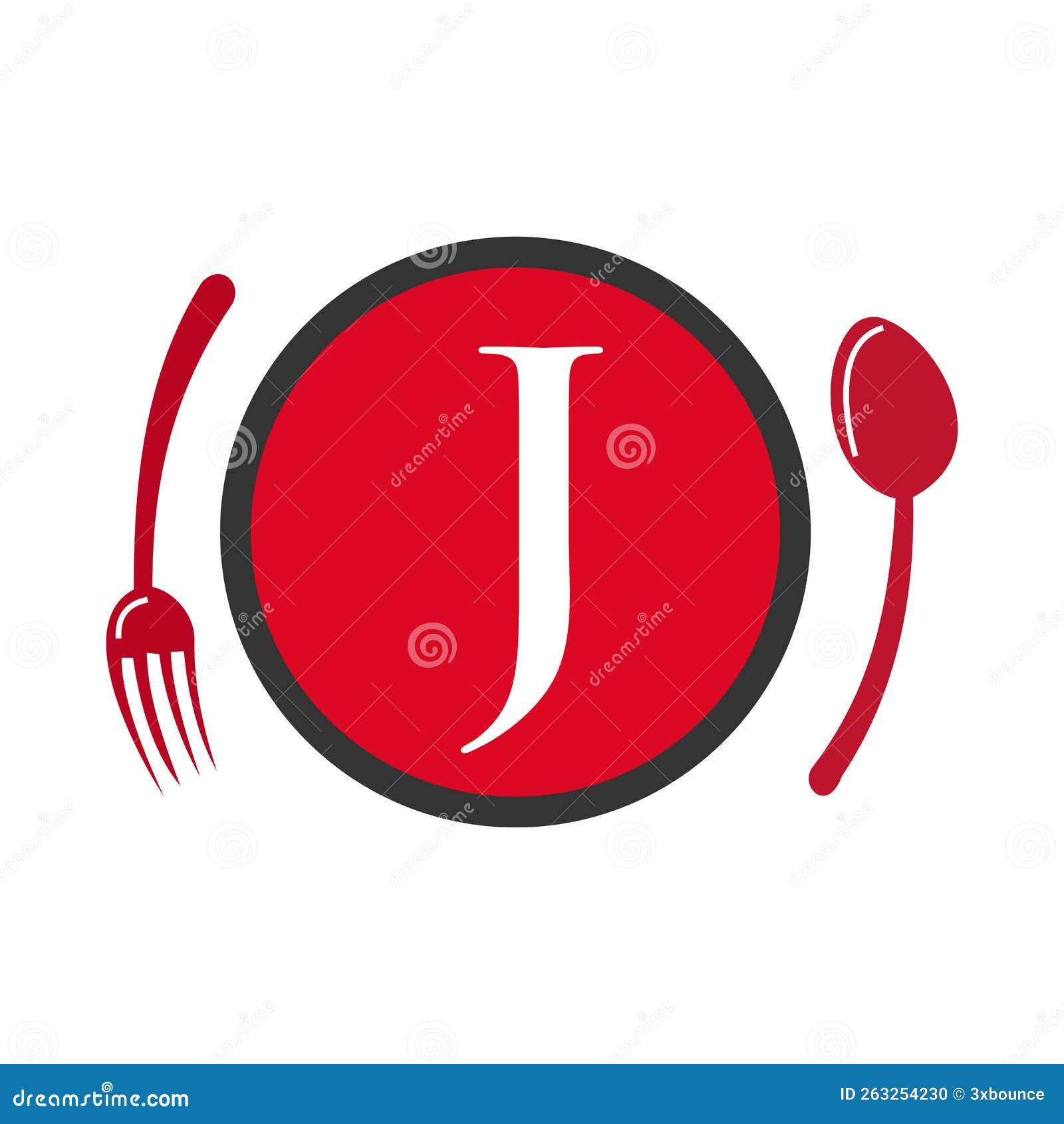 Letter J Restaurant Logo. Restaurant Logotype on Letter J Spoon and ...