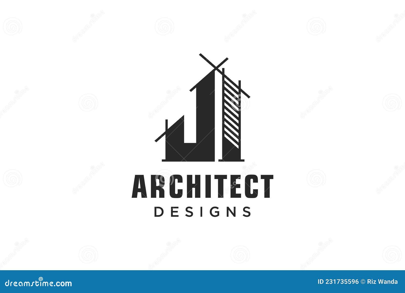Letter J Simple Modern Building Architecture Logo Design with Line Art ...