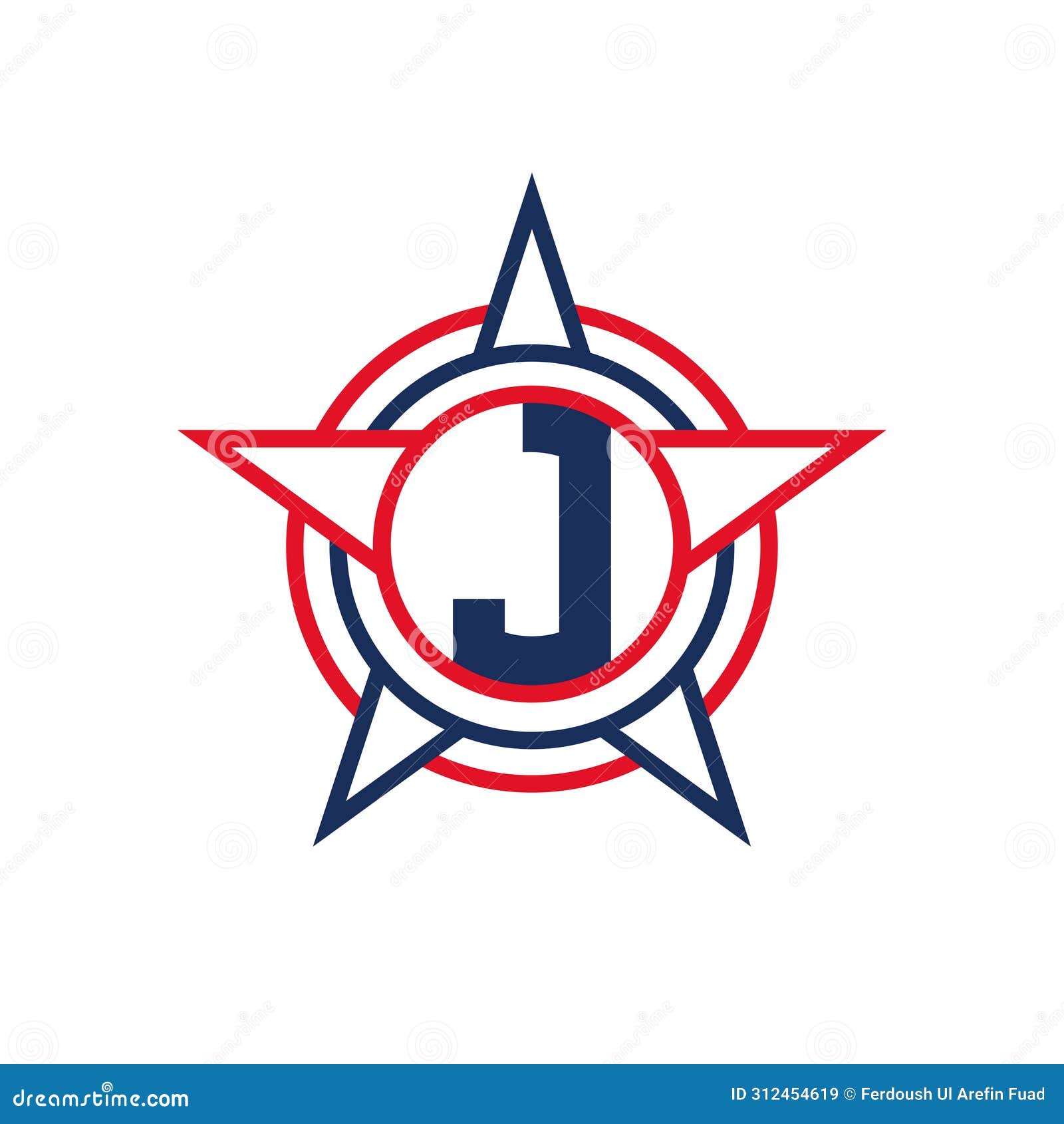 Letter J Star Logo Design. Patriotic J Logo Concept Inside Star Stock ...