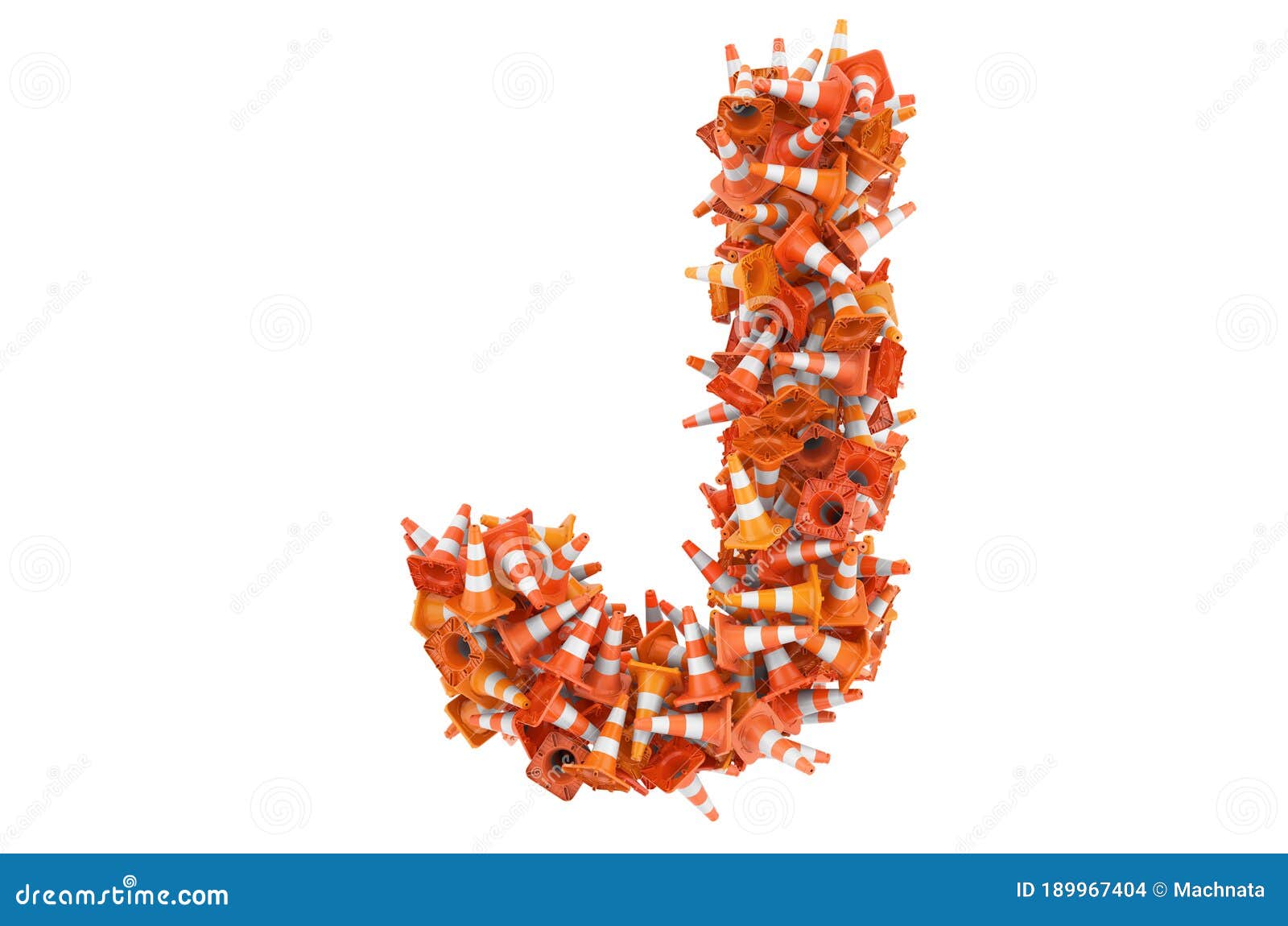 Letter J from Traffic Cones, 3D Rendering Stock Illustration ...