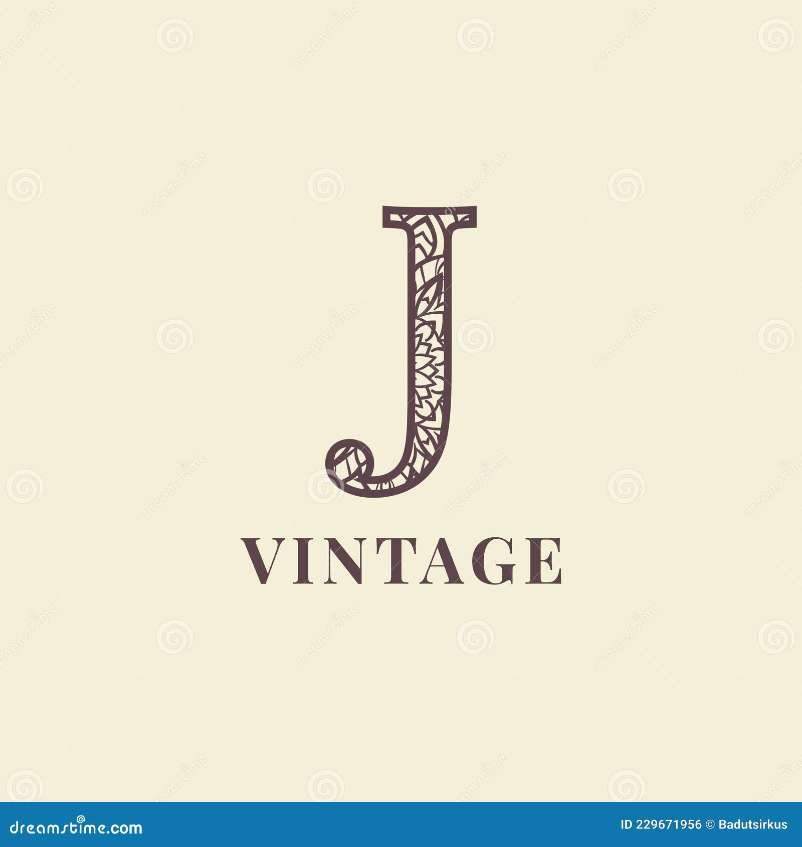 Letter J Vintage Decoration Logo Stock Vector - Illustration of brand ...