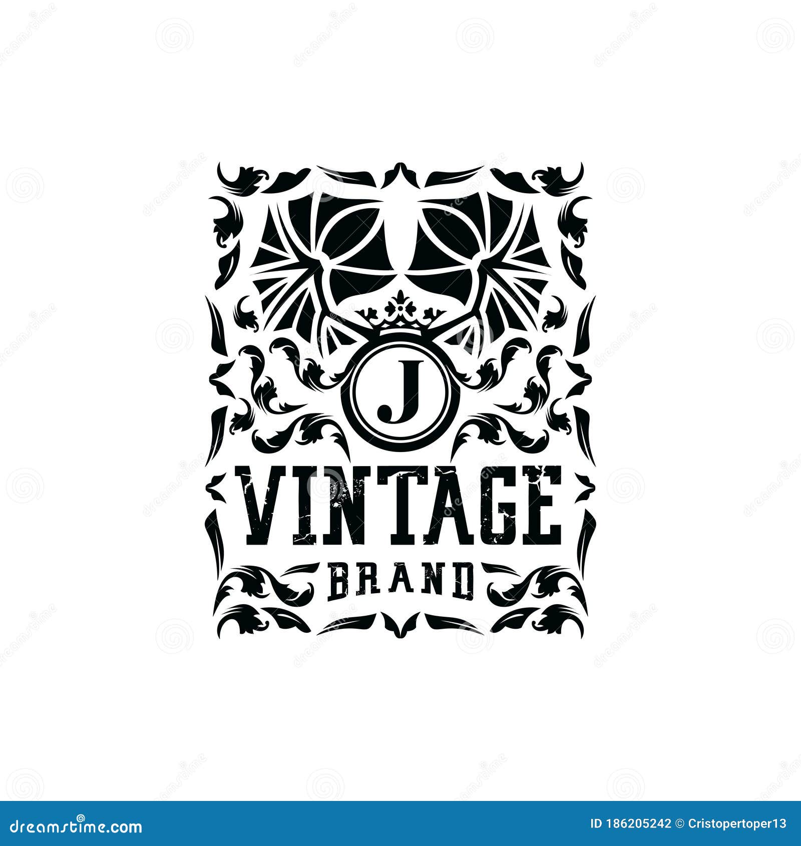 Letter J Vintage Logo Design Vector Stock Vector - Illustration of ...