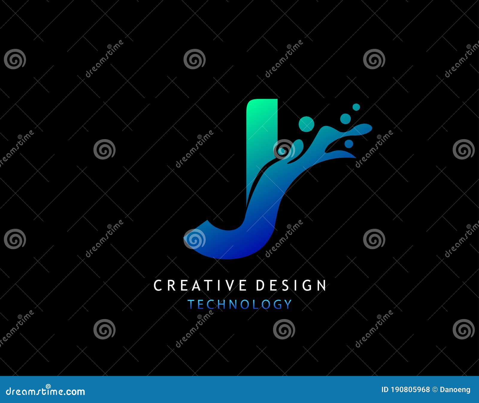 Letter J Water Splash Logo. Modern Techno Alphabetical Icon, Template ...