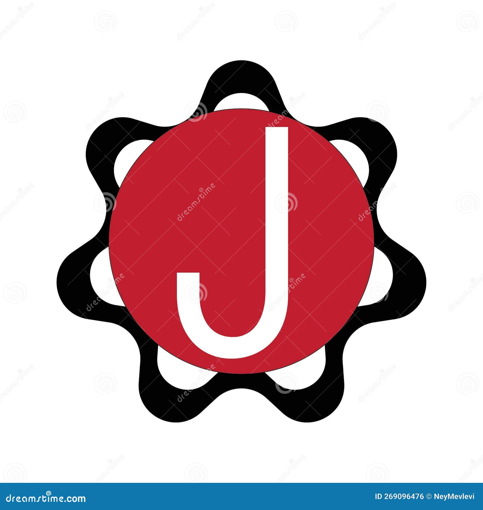 Letter J White Color with Red Circle and Black Waves Stock Illustration ...