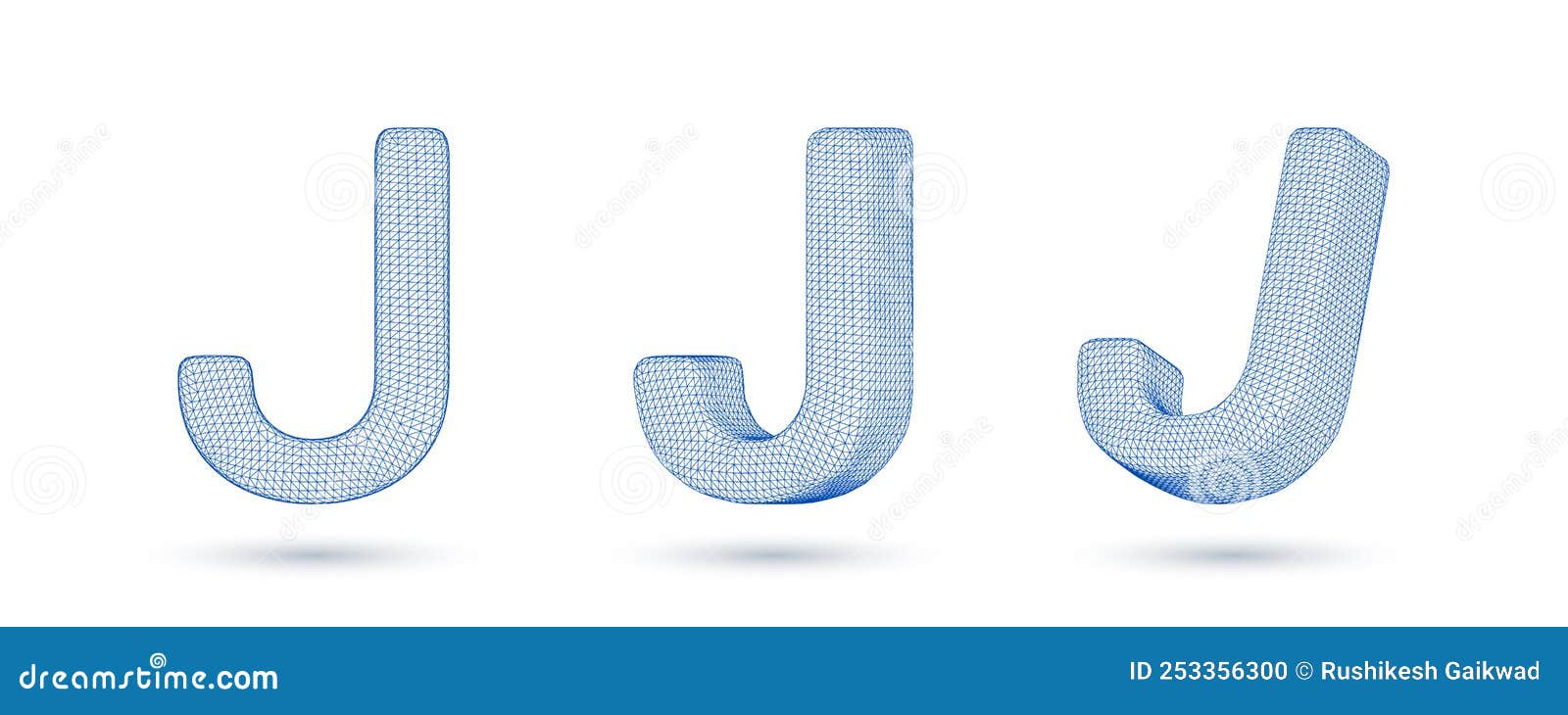 Letter J Wireframe High Polygonal Outline Low Poly Style Vector Design ...