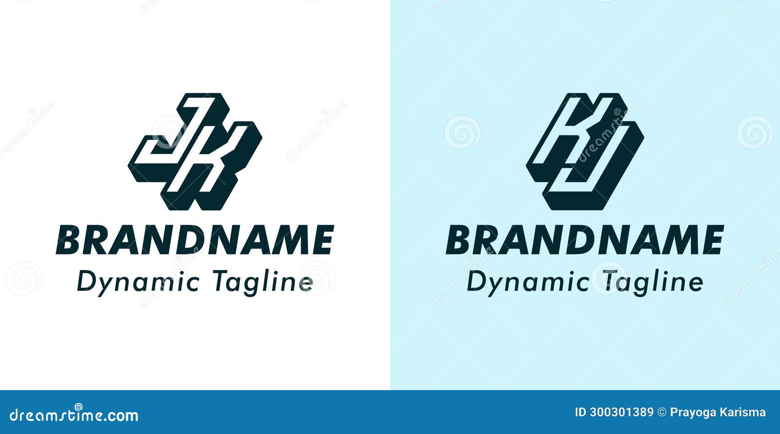 Letter JK and KJ 3D Monogram Logo. Suitable for Business with JK or KJ ...
