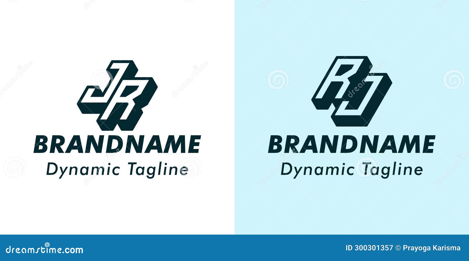 Letter JR and RJ 3D Monogram Logo. Suitable for Business with JR or RJ ...