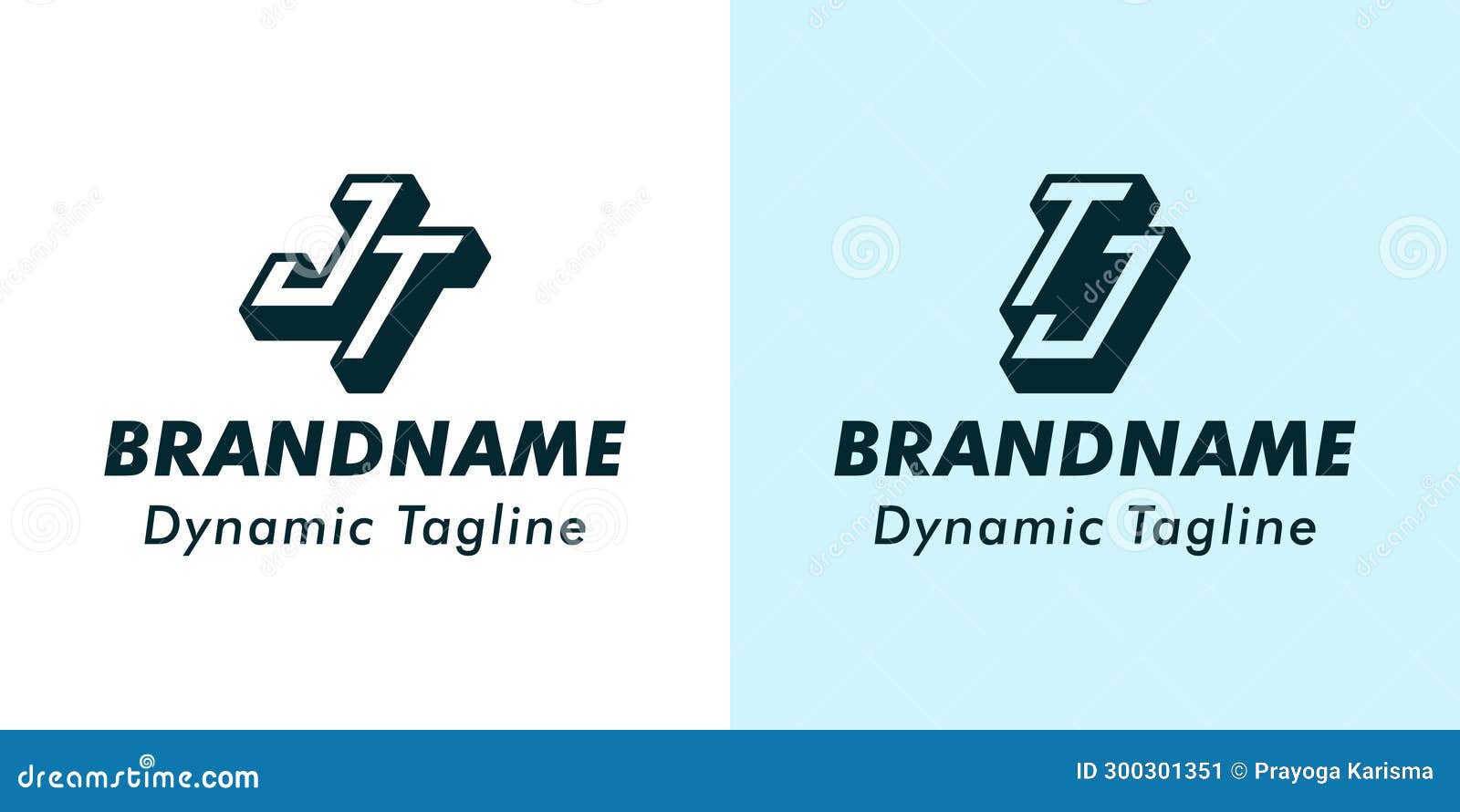 Letter JT and TJ 3D Monogram Logo. Suitable for Business with JT or TJ ...