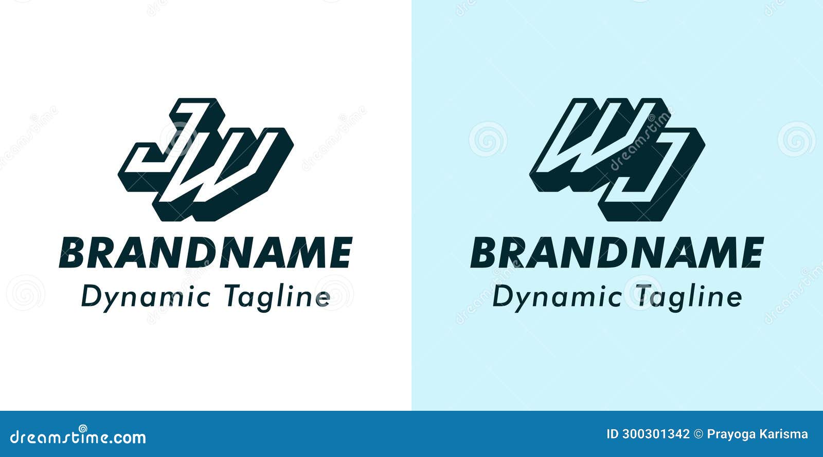 Letter JW and WJ 3D Monogram Logo. Suitable for Business with JW or WJ ...