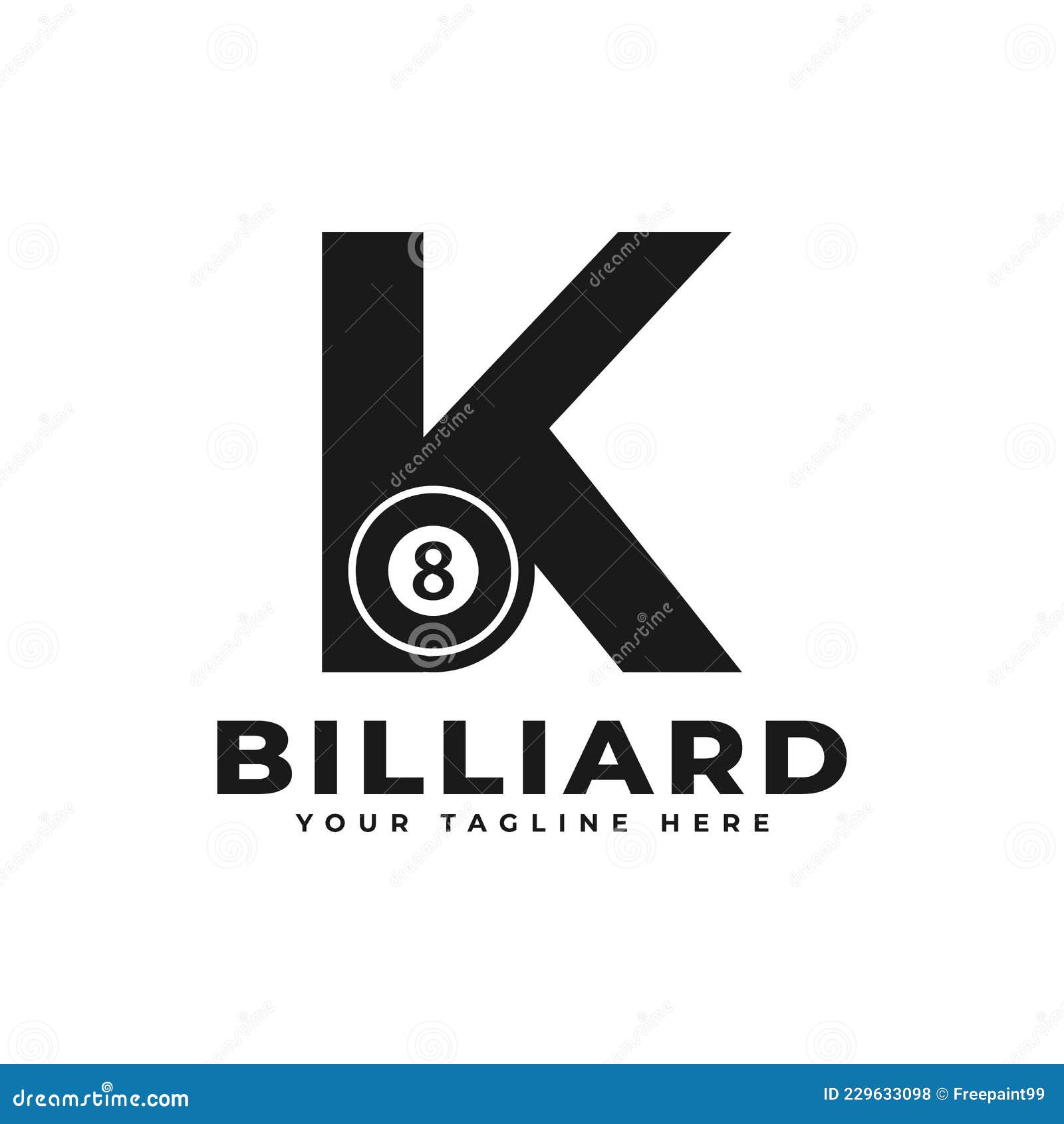 Letter K with Billiards Logo Design. Vector Design Template Elements ...