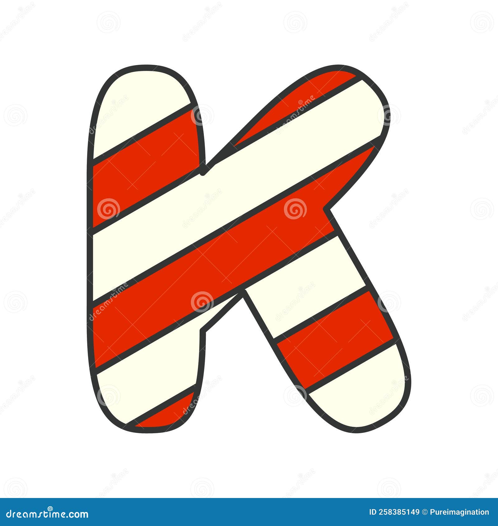 Letter K Candy Cane, Vector Illustration Stock Vector - Illustration of ...
