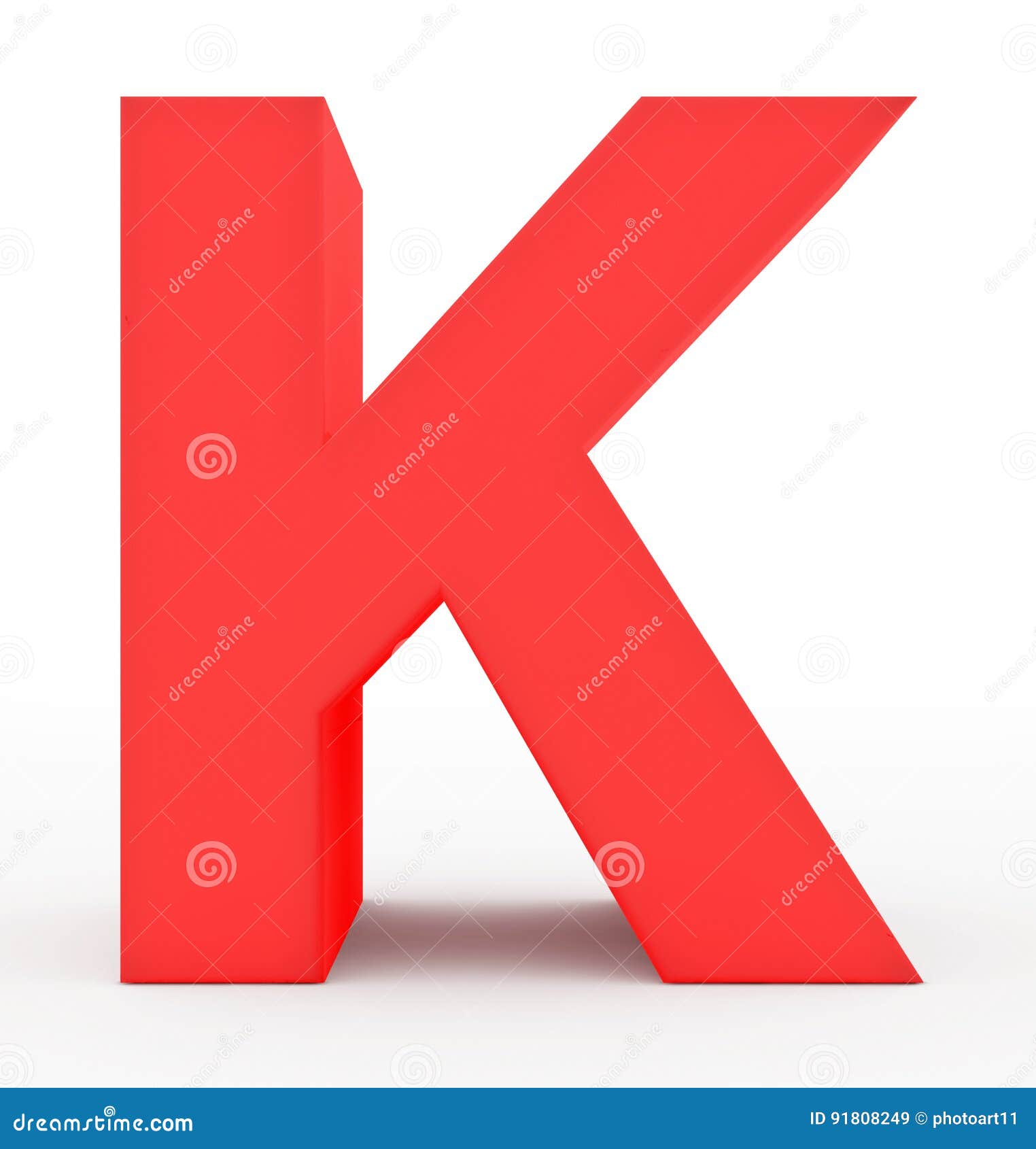 Letter K 3d red on white stock illustration. Illustration of arial ...