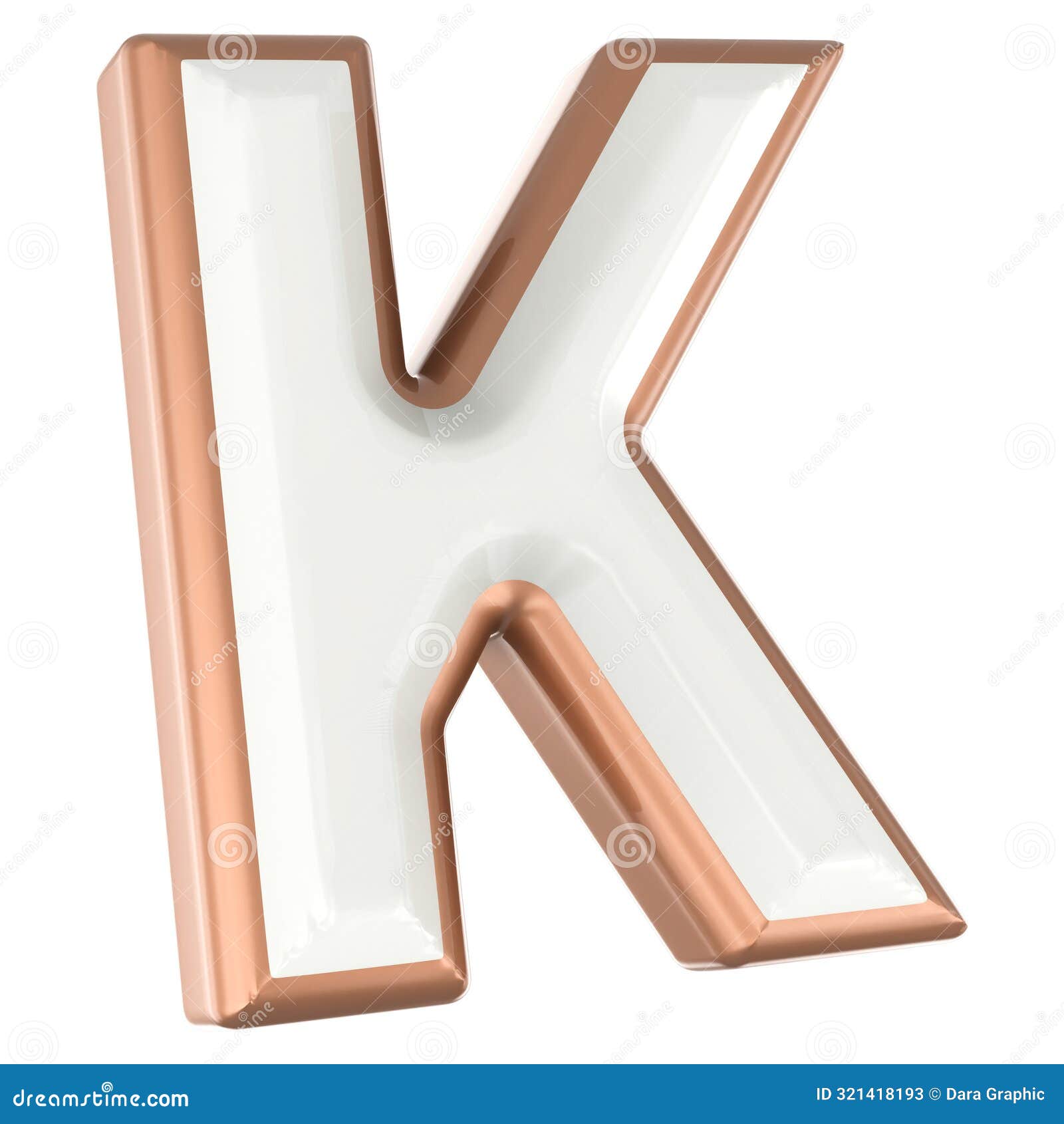 Letter K 3D Render with White Background Design Stock Illustration ...