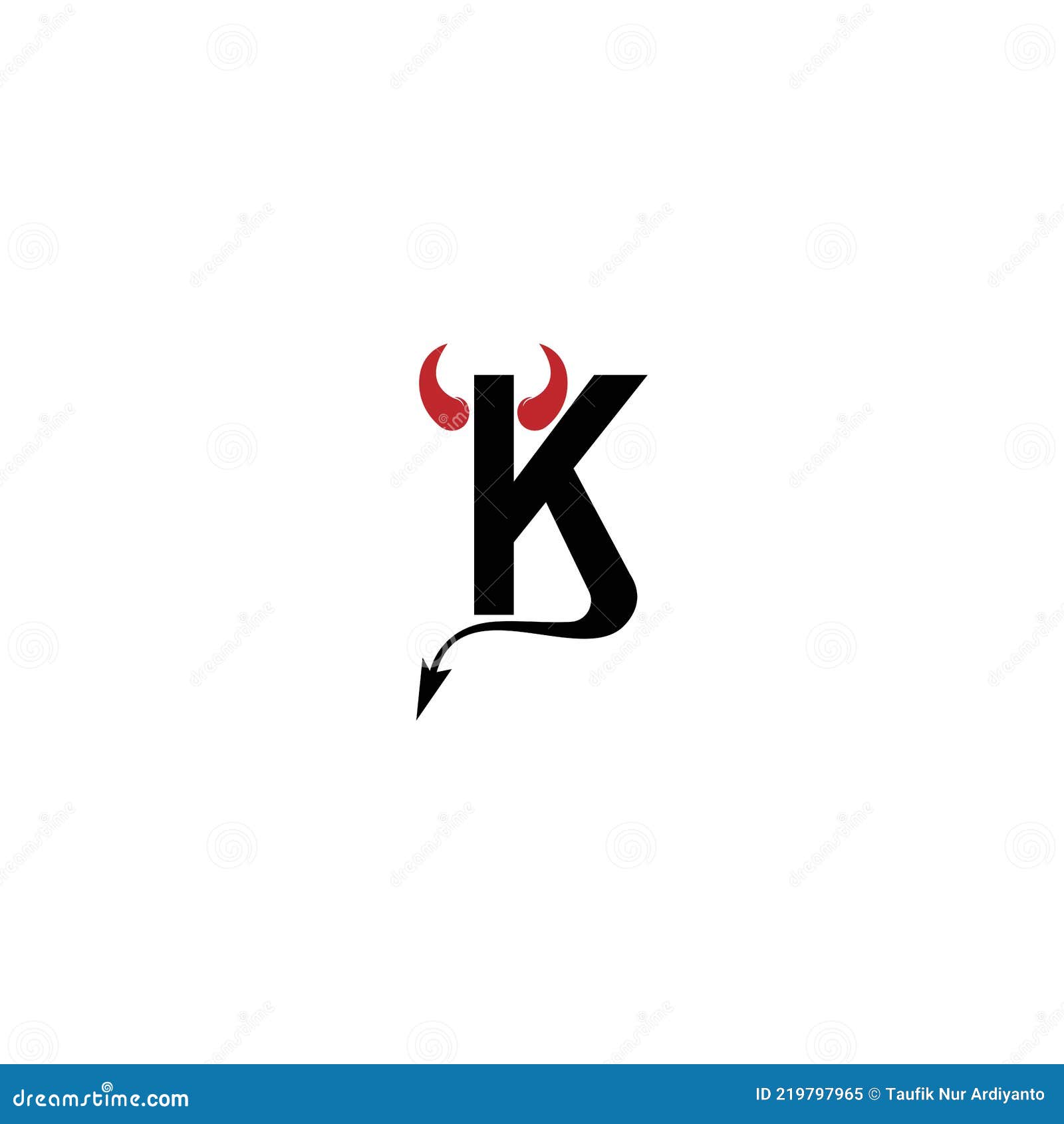 Letter K with Devil`s Horns and Tail Icon Logo Design Vector Stock ...