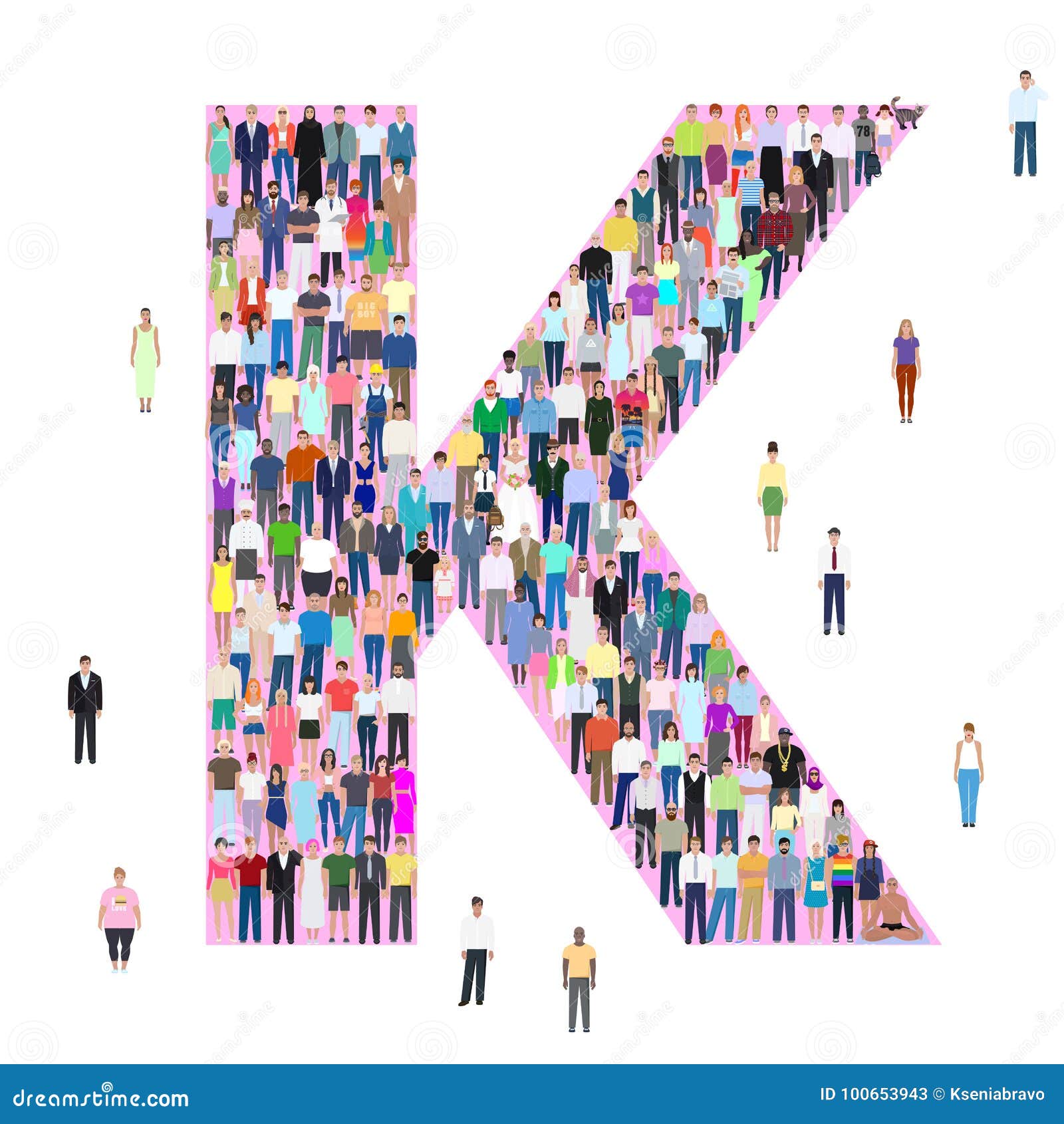 Letter K, Different People, Vector Illustration Stock Vector ...