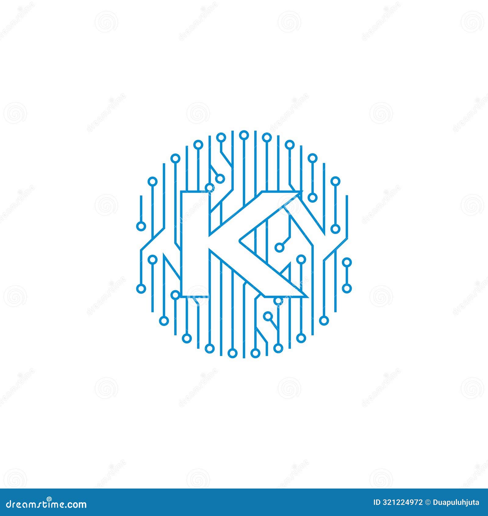 Letter K and Electronic Circuit Logo Vector 003 Stock Vector ...