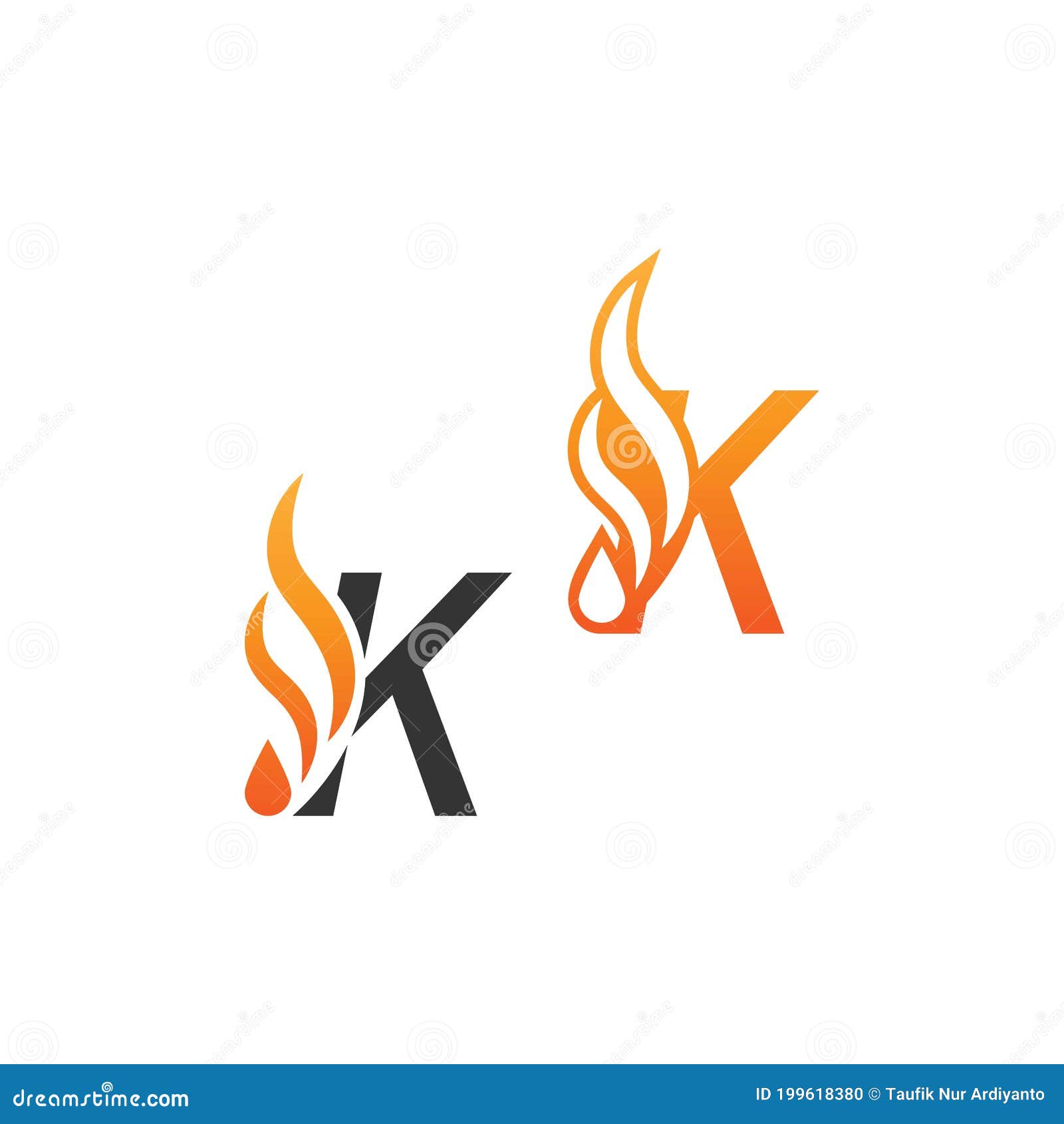 Letter K and Fire Waves, Logo Icon Concept Design Stock Vector ...