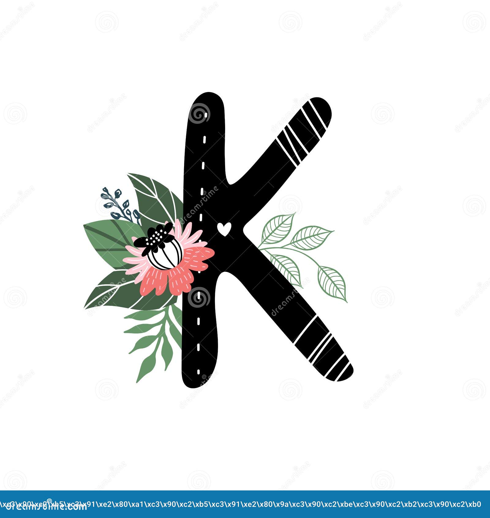 Letter K with Floral Design. Plant Design Stock Vector - Illustration ...