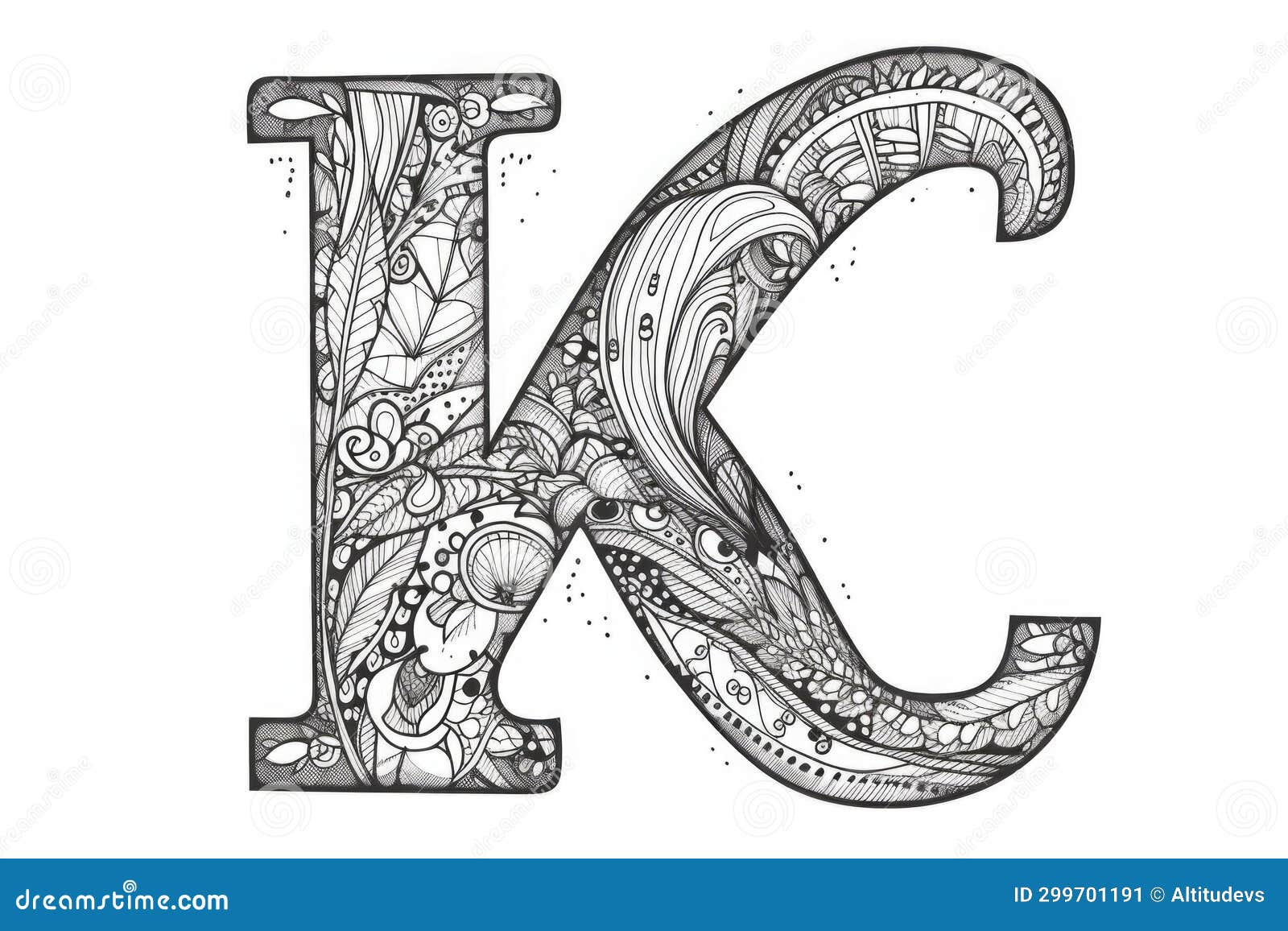 Letter K, Hand-drawn Doodle Style, on White Background Stock Image ...