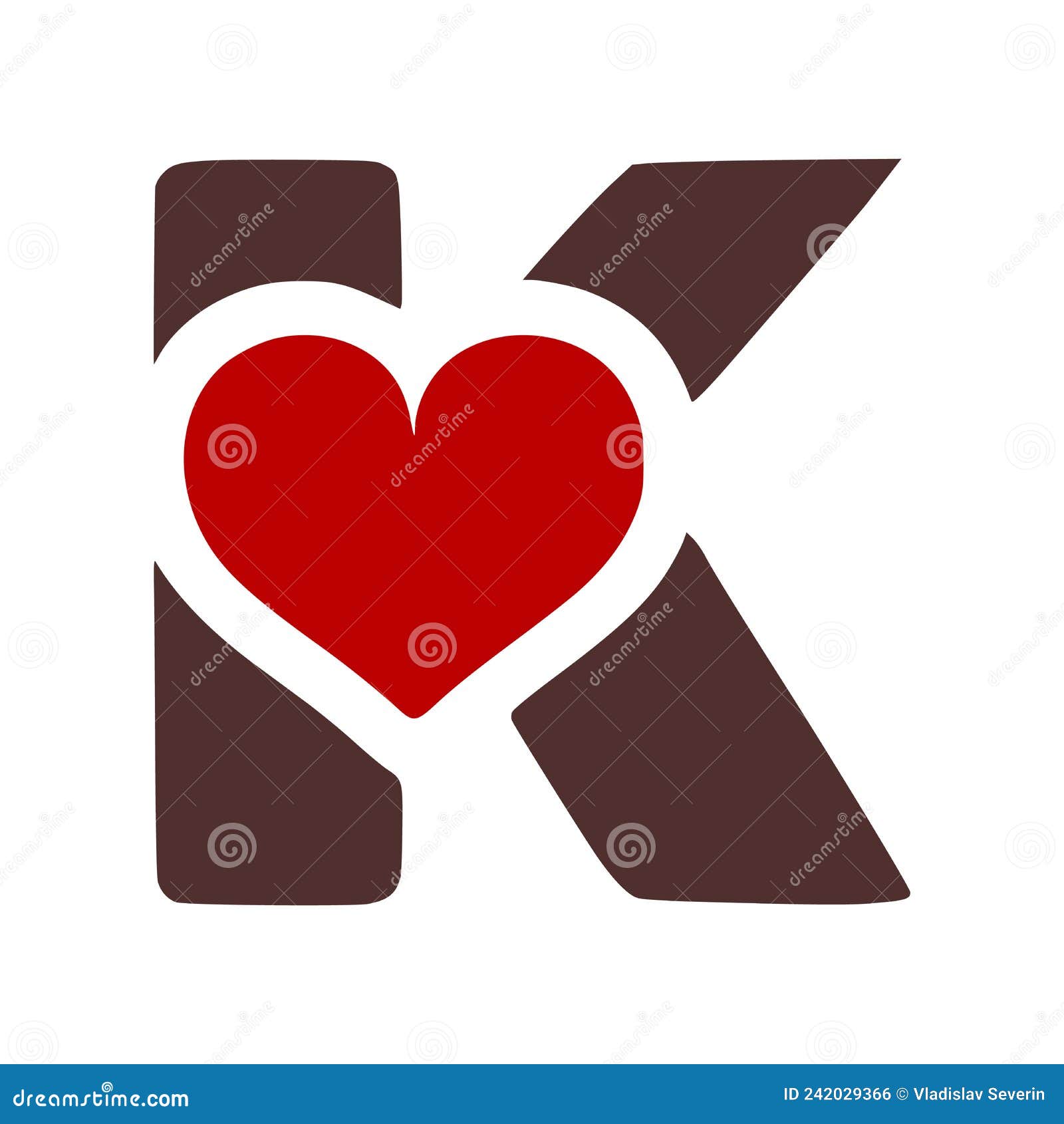 Letter k with heart symbol stock vector. Illustration of abstract ...