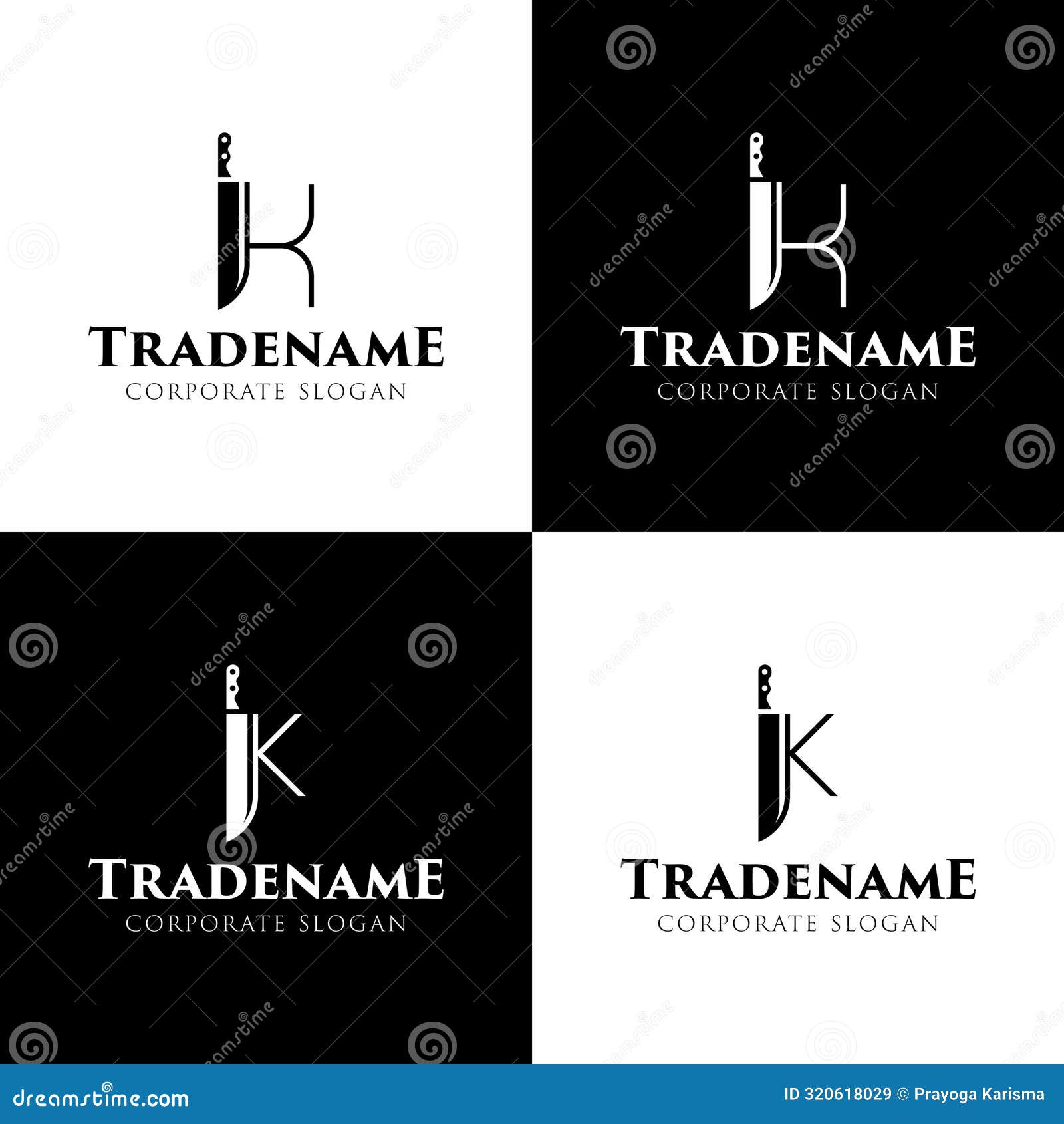 Letter K Knife Logo, for Culinary Brands, Knifemakers, and Chefs Stock Vector - Illustration of ...