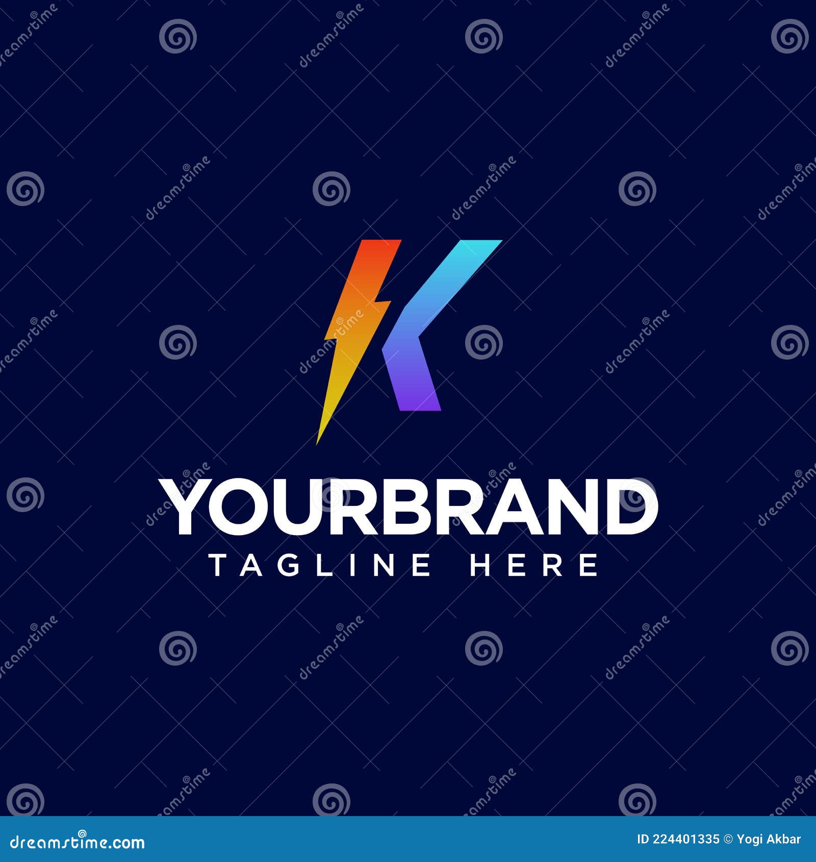 Letter K Logo Design with Lighting Vector Illustration Stock Vector ...