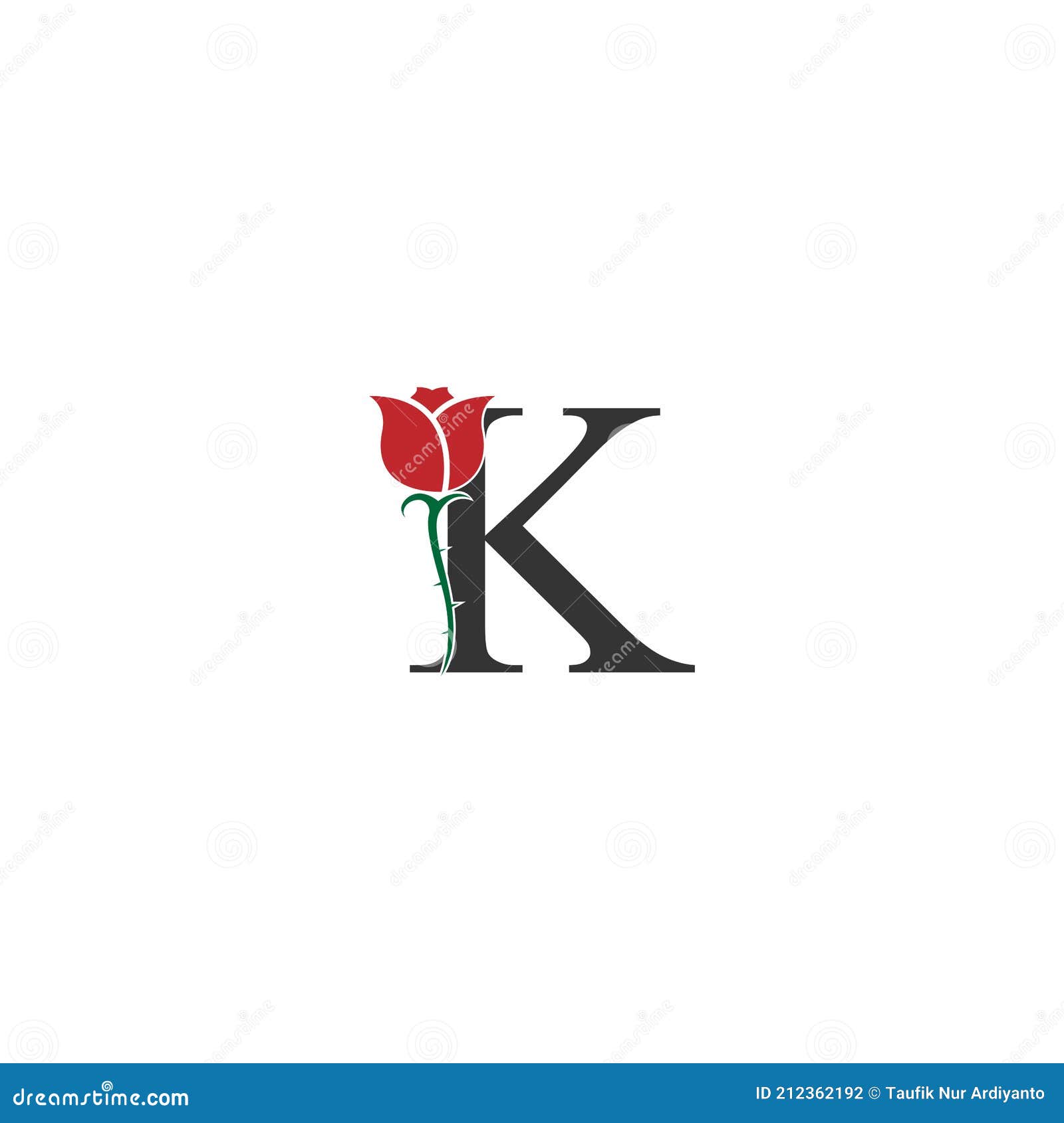 Letter K Logo Icon with Rose Design Vector Stock Vector - Illustration ...